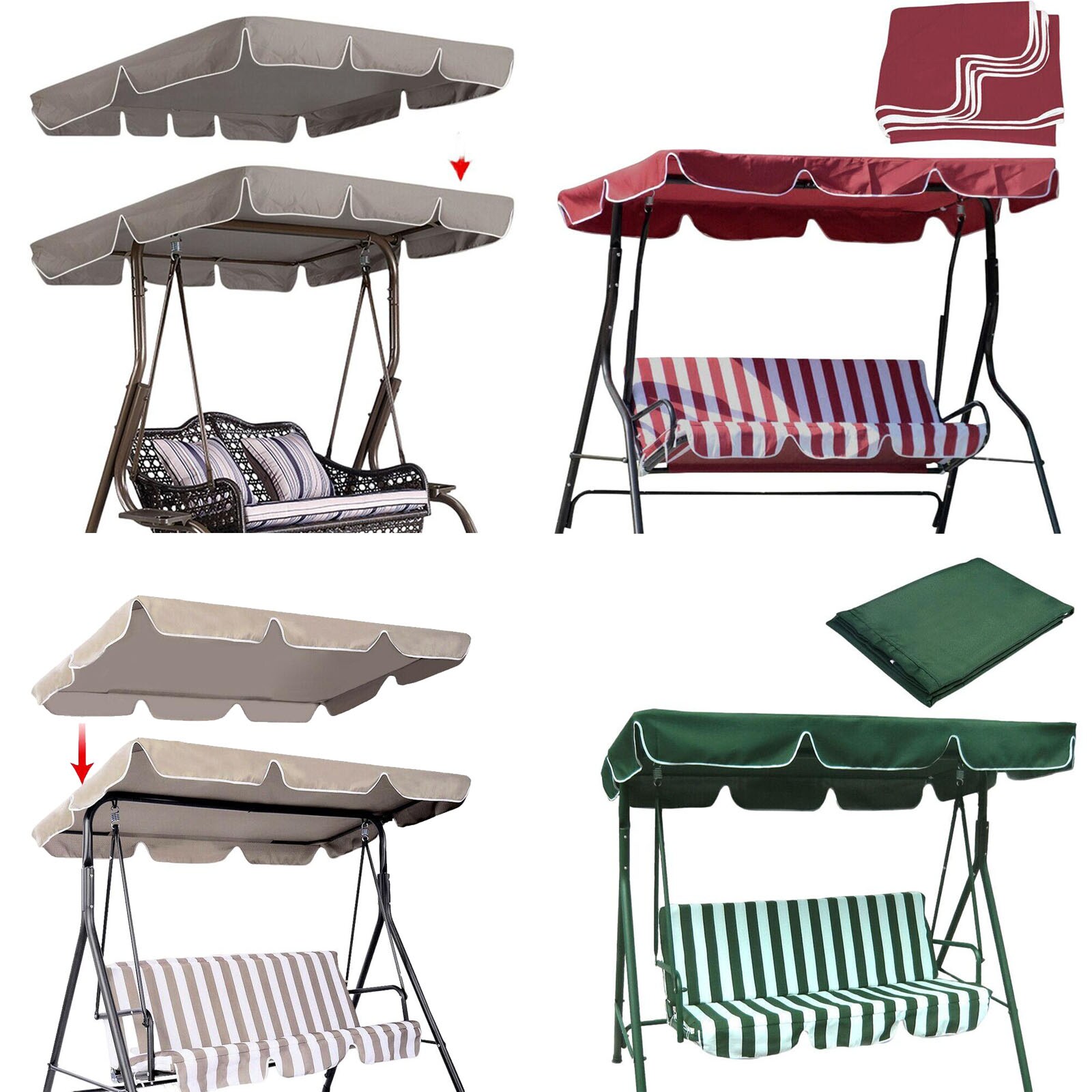 Garvee Brown Double Swing Canopy 210D Waterproof Silver Coated Oxford ...
