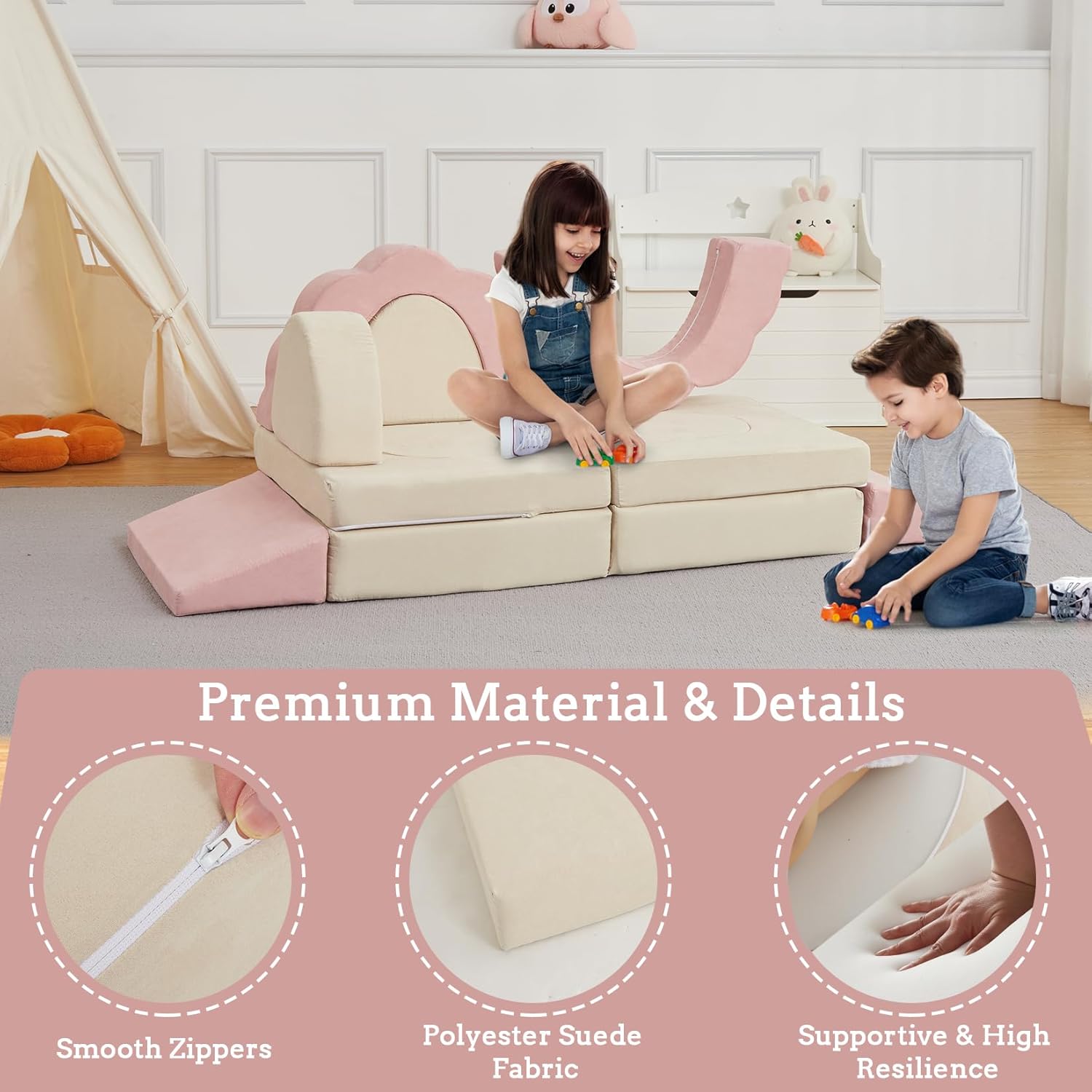 Garvee 11pcs Modular Kids Play Couch - Children Sectional Sofa Floor ...
