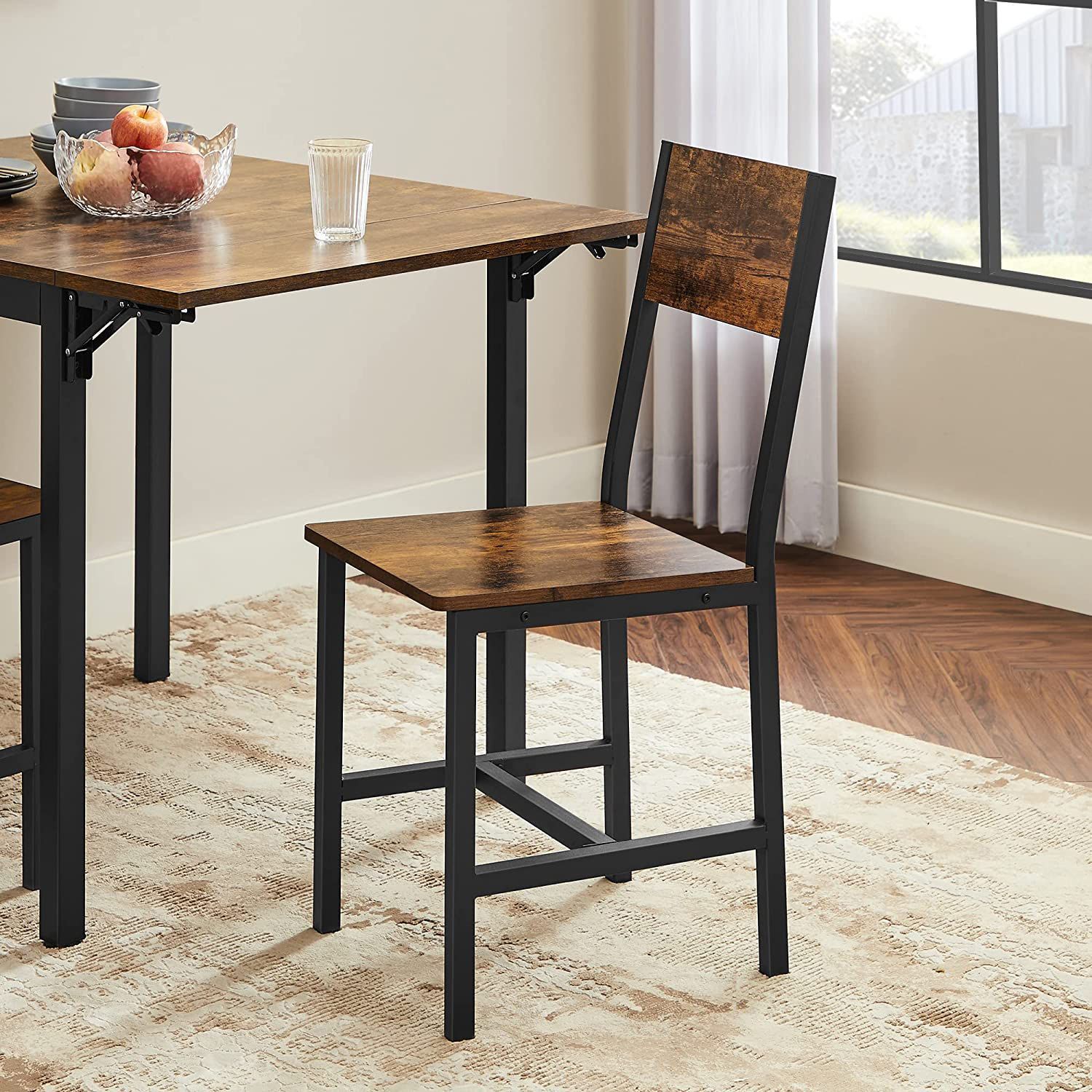Slickblue Set of 2- Wood Dining Chairs with Metal Steel Frame Arm less ...