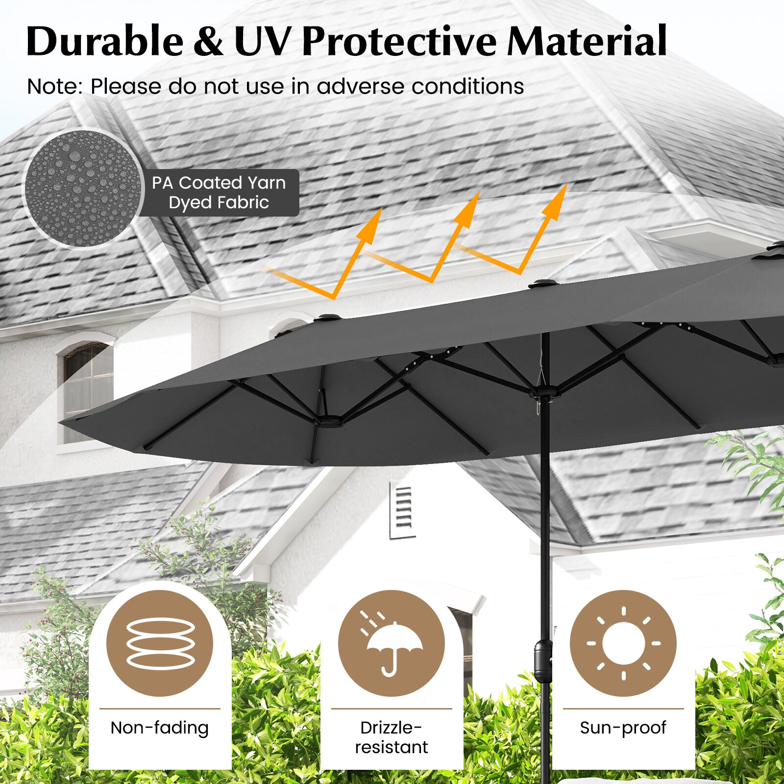 Ayelon 13-ft Steel Gray No-tilt Market Patio Umbrella with Base in the ...