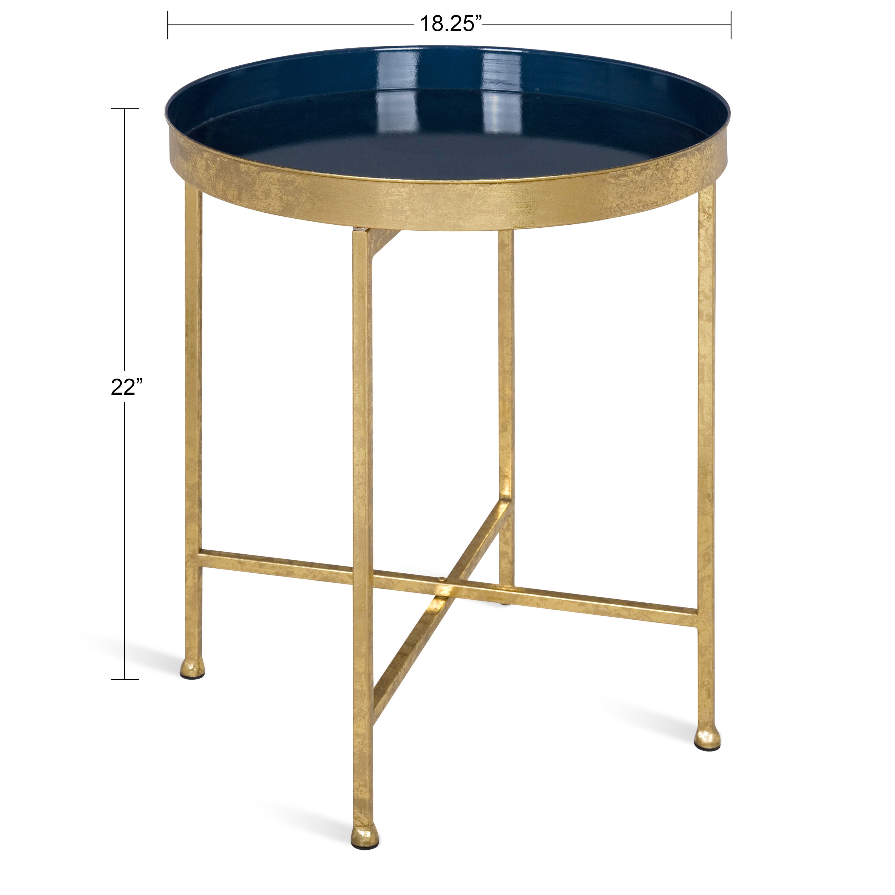 Kate and Laurel Celia 18.42 in W x 22 in H Navy Blue Metal Round Glam End Table Fully Assembled 214606 at Lowes