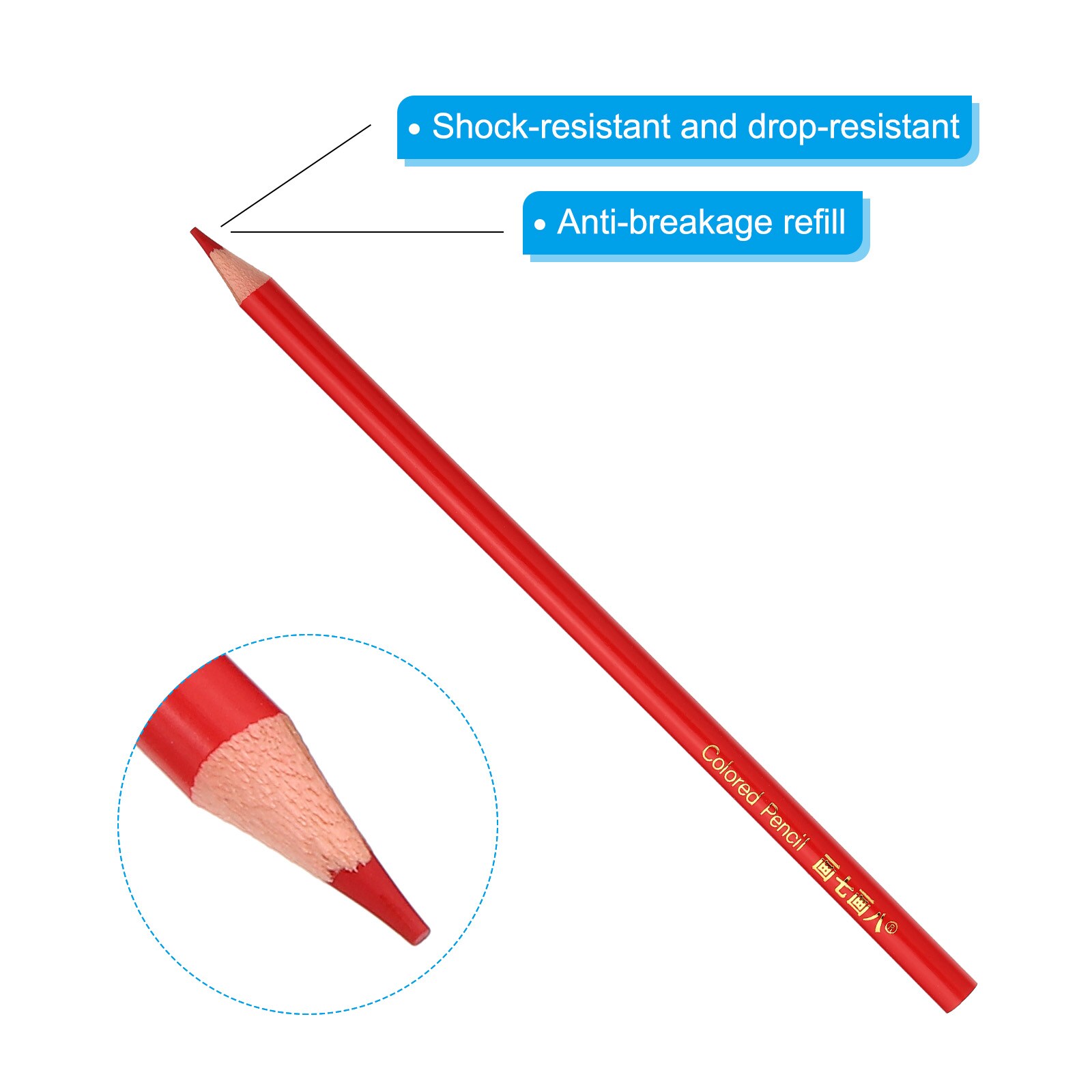 PATIKIL Red Colored Pencils Set 20pcs Oil Color Pencils Wooden Coloring ...
