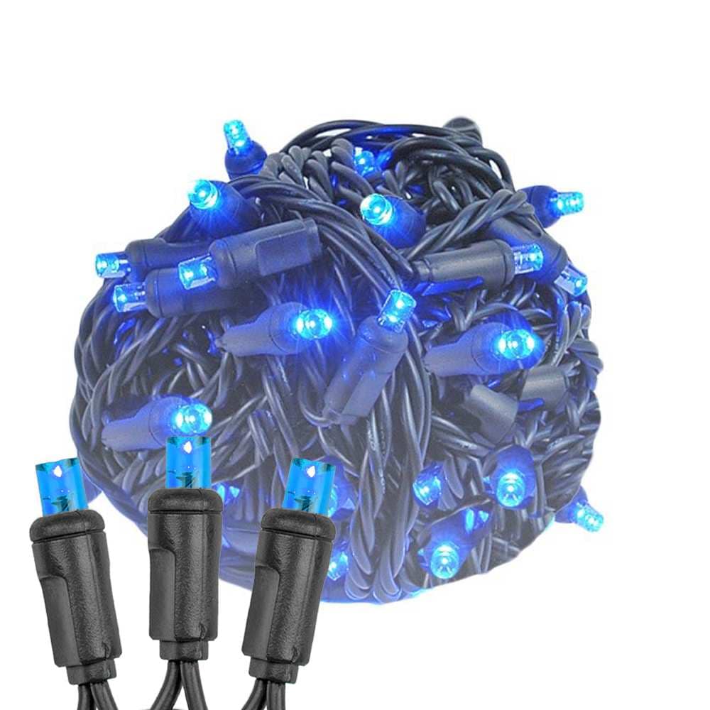 Novelty Lights 25 Feet Long 50 LED Mini Black Wire Christmas Lights ...