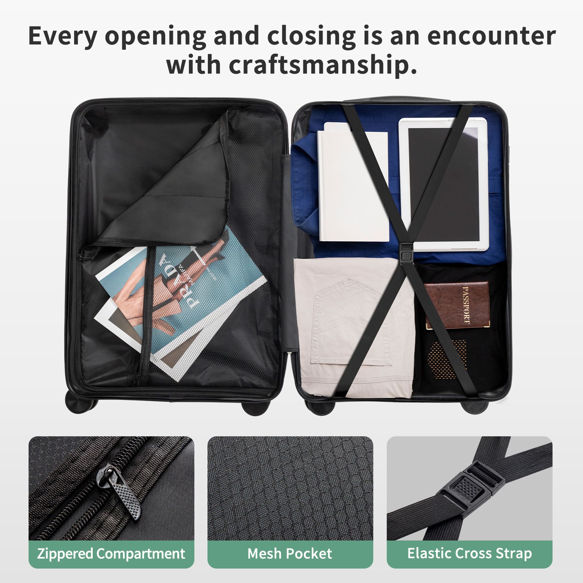 Winado 2 Piece Hardside Luggage Set 12 20 Inch PP Suitcase Mini Case ...
