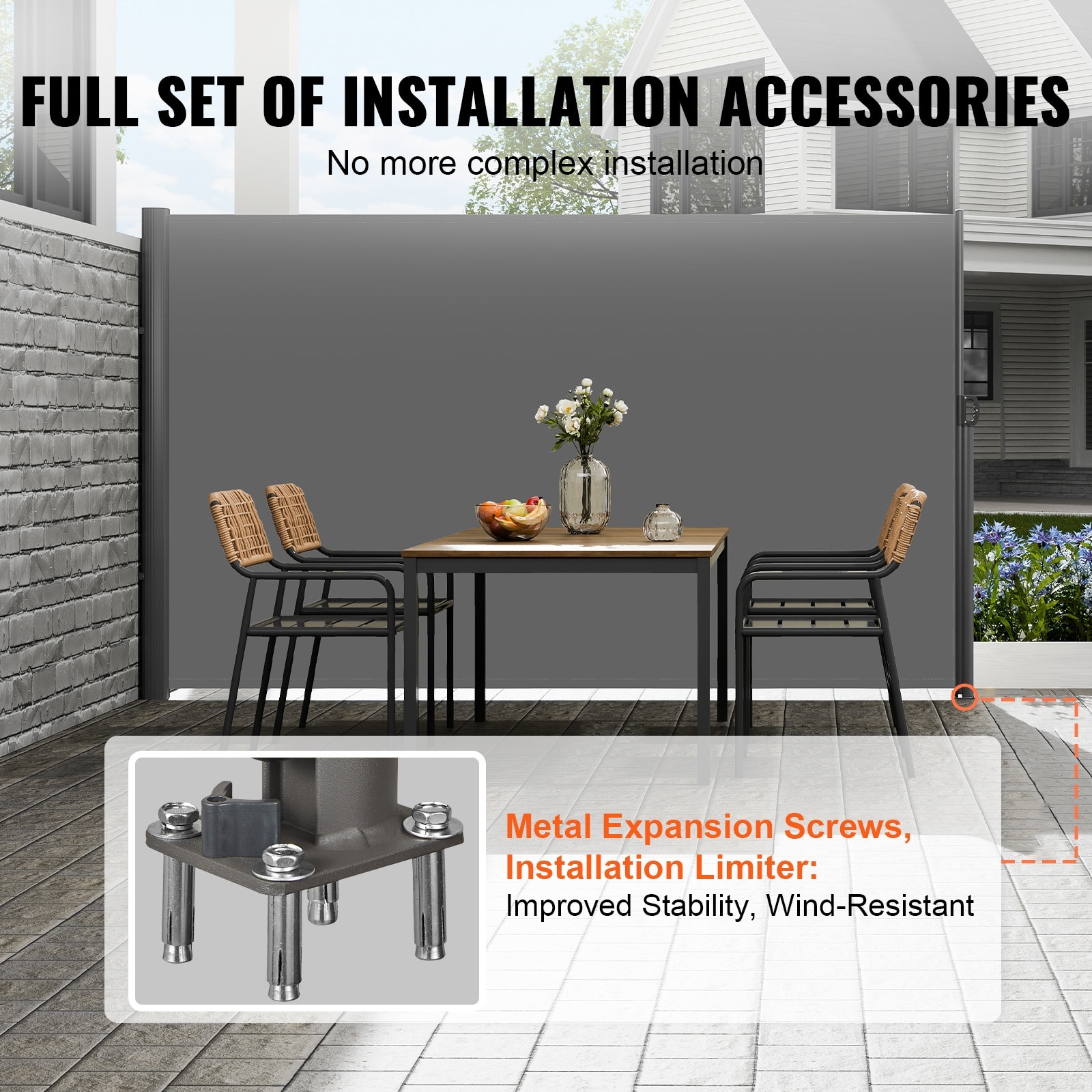 GIVIMO Retractable Side Awning 5.25-ft x 9.84-ft Outdoor Privacy Screen ...