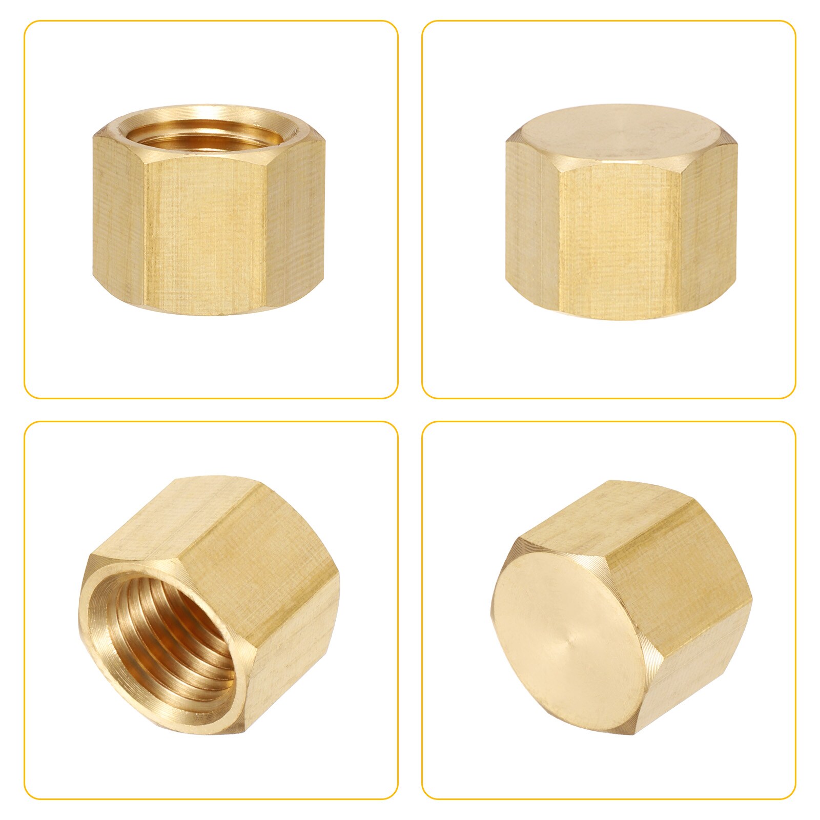 Unique Bargains 2pcs Brass Hex Head Plug Compression Cap Fitting Stop ...