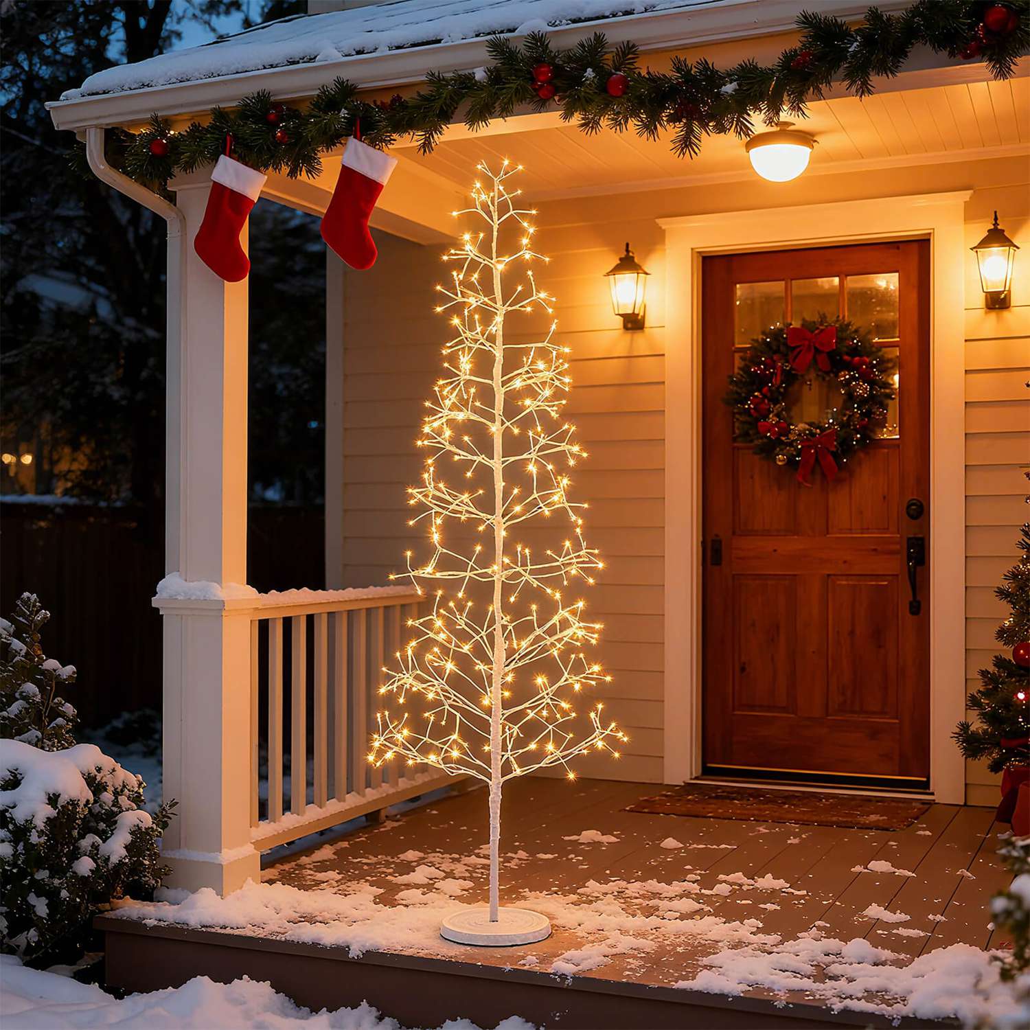 Costway 6 FT Lighted Birch Tree with 320 White Light LED Lights ...