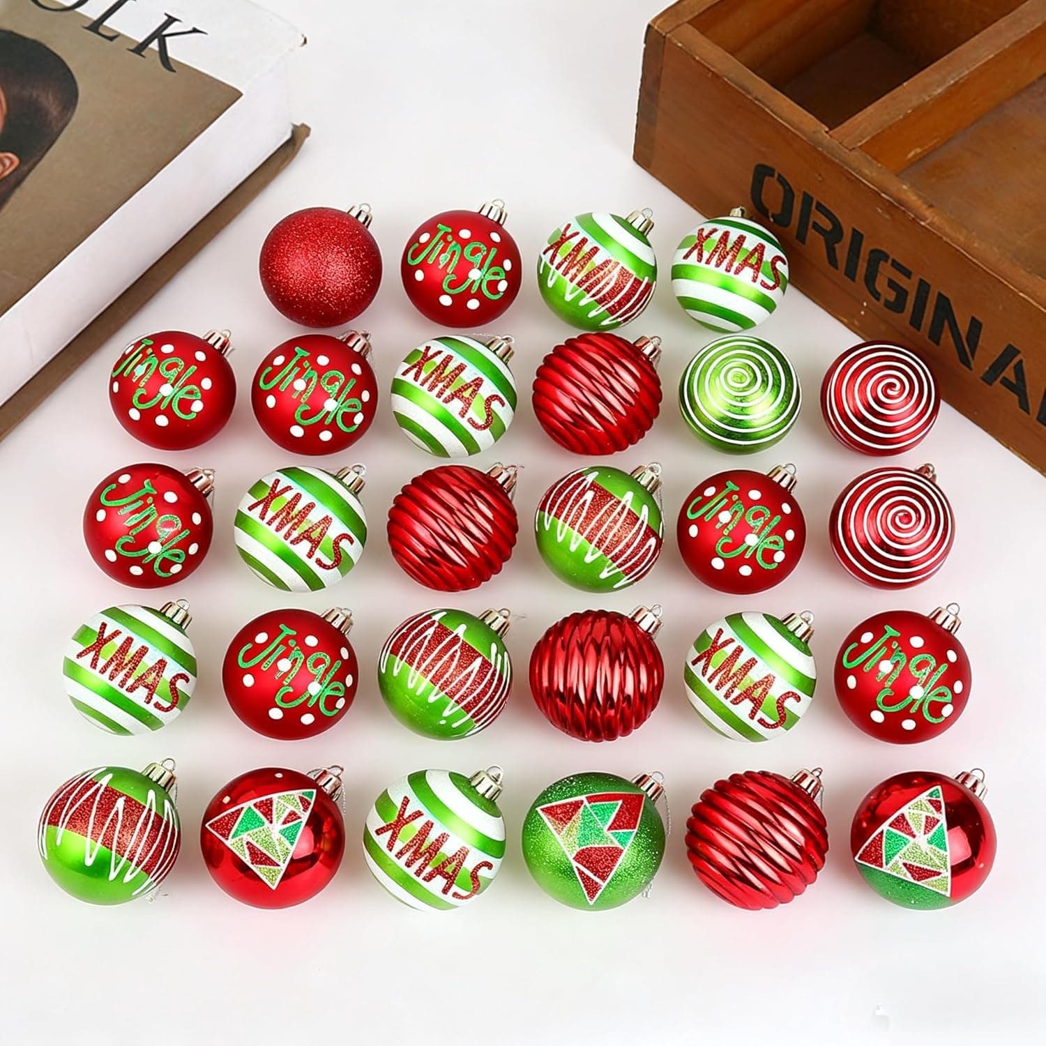 Garvee 20 Christmas Ball Ornaments 2.36-Inch Plastic Hanging Balls Red ...