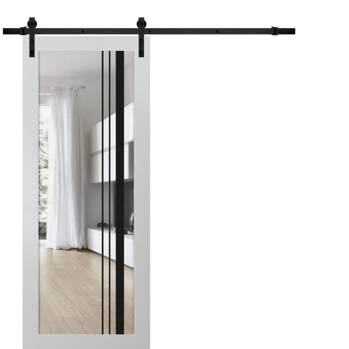 SARTODOORS Interior Barn Doors - Lucia 2566 White Silk -32 x 96-Clear ...