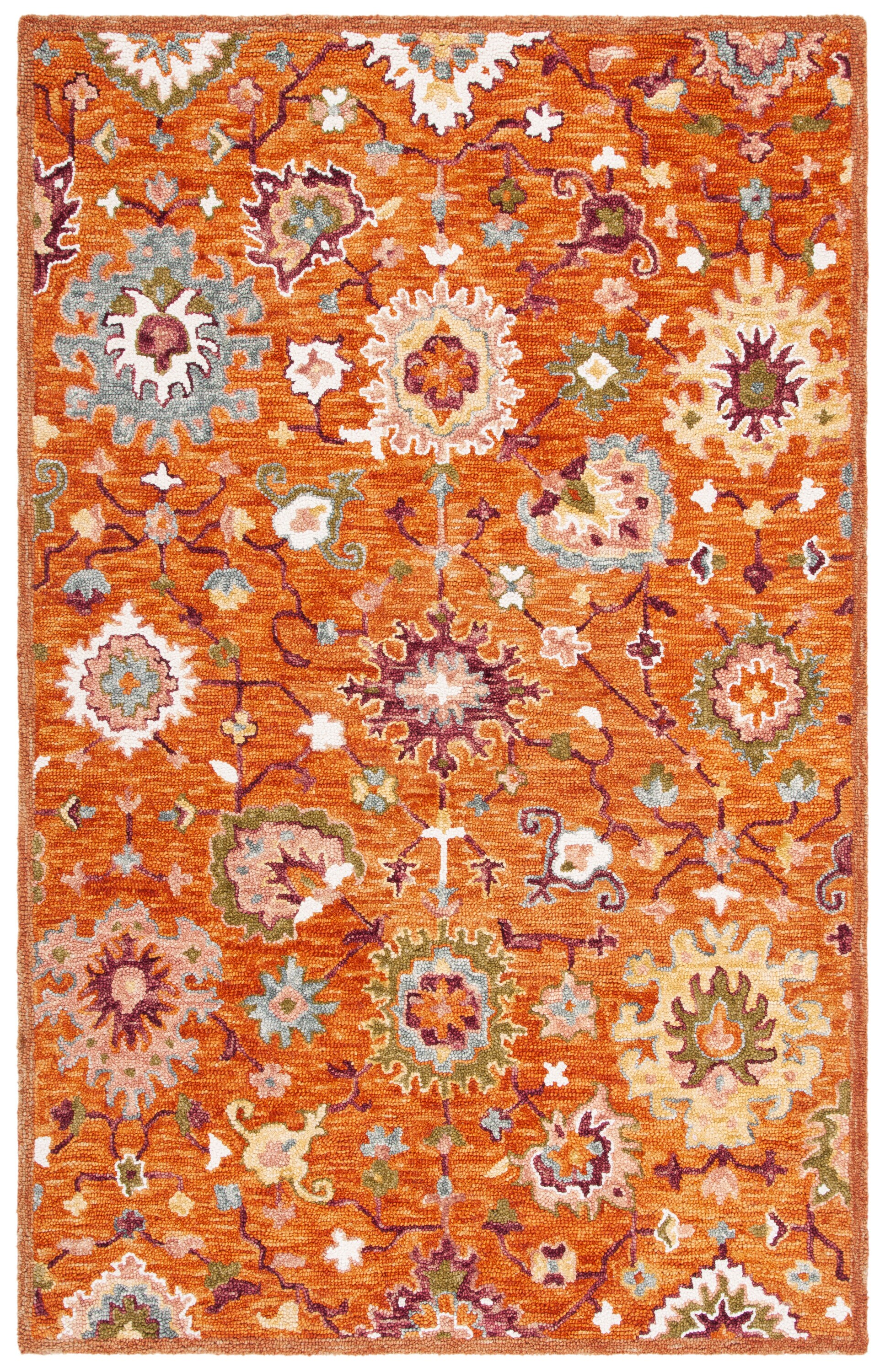 Safavieh Aspen 148 Rust/Green Bohemian 4ft x 6ft Small Rectangle Rug in ...