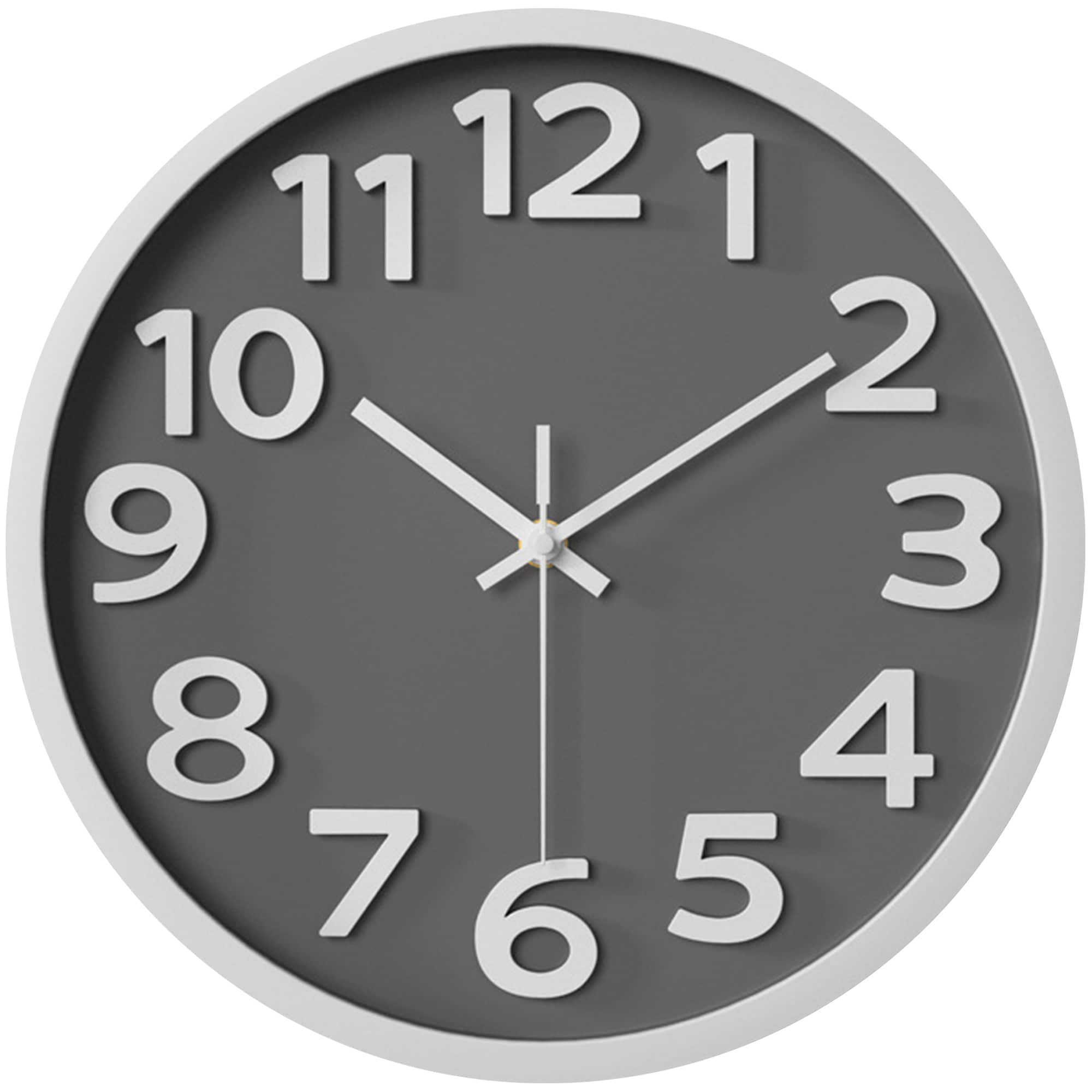 Unique Bargains Wall Clock Silent Non-Ticking Modern Clocks Battery ...