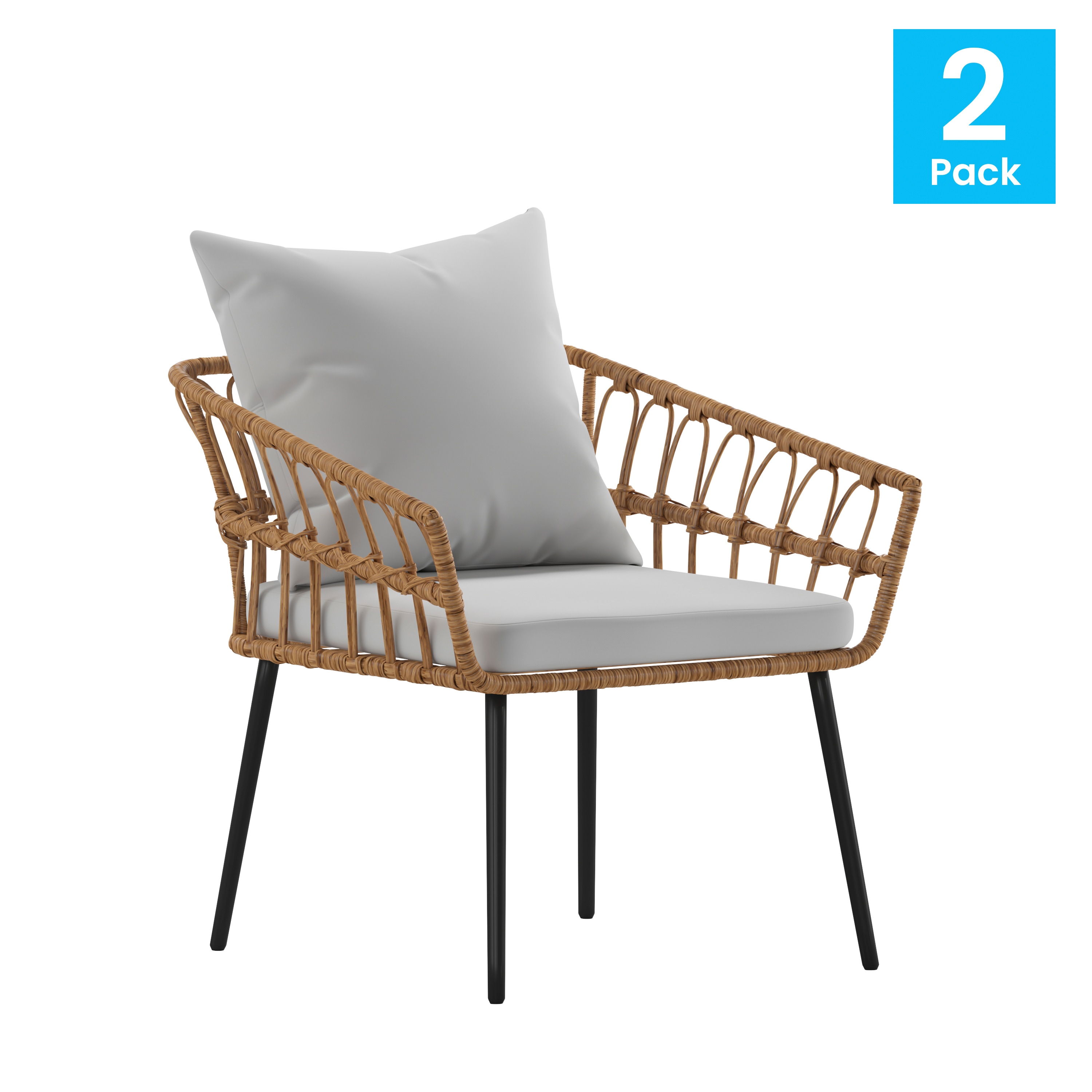 Merrick Lane Armon Set of Two Indoor/Outdoor Boho Style Natural Open ...