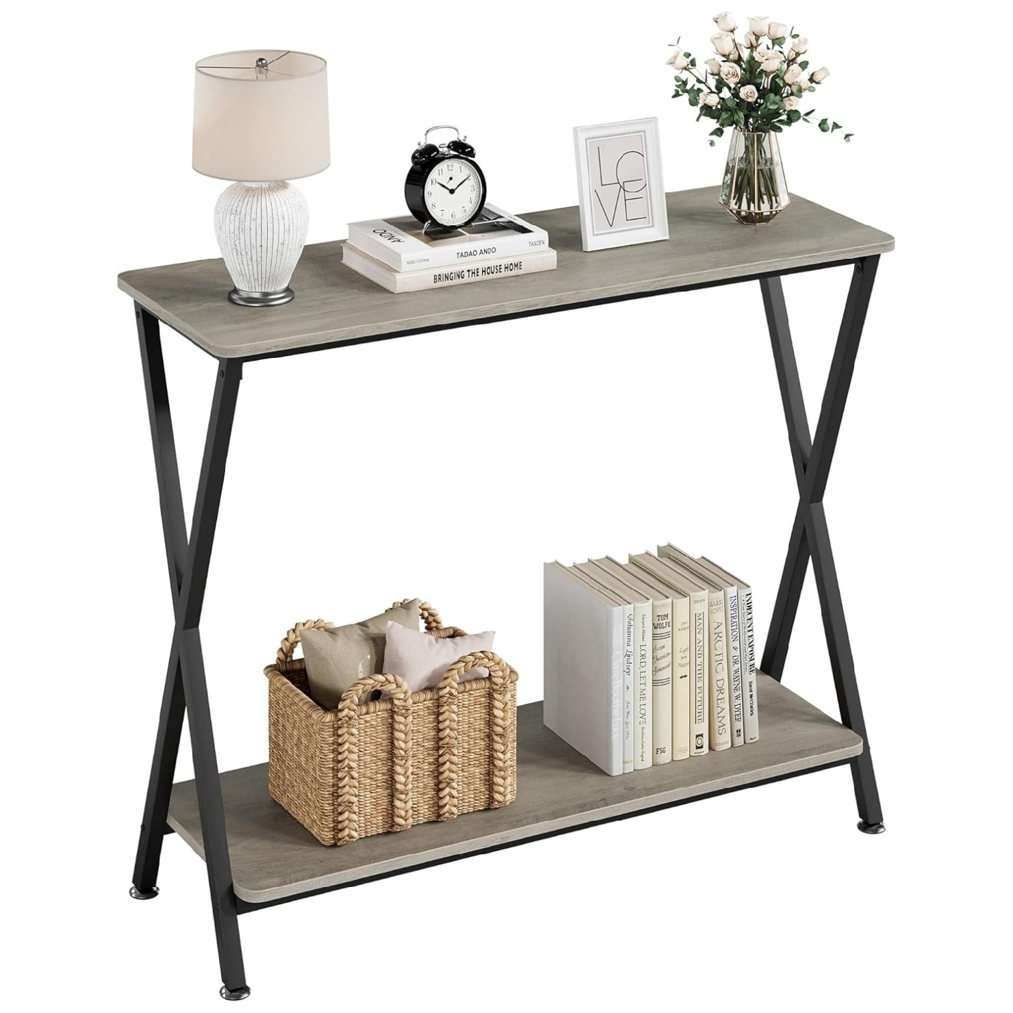Garvee 31 In Long Narrow Console Table for Living Room 2Tier Farmhouse ...