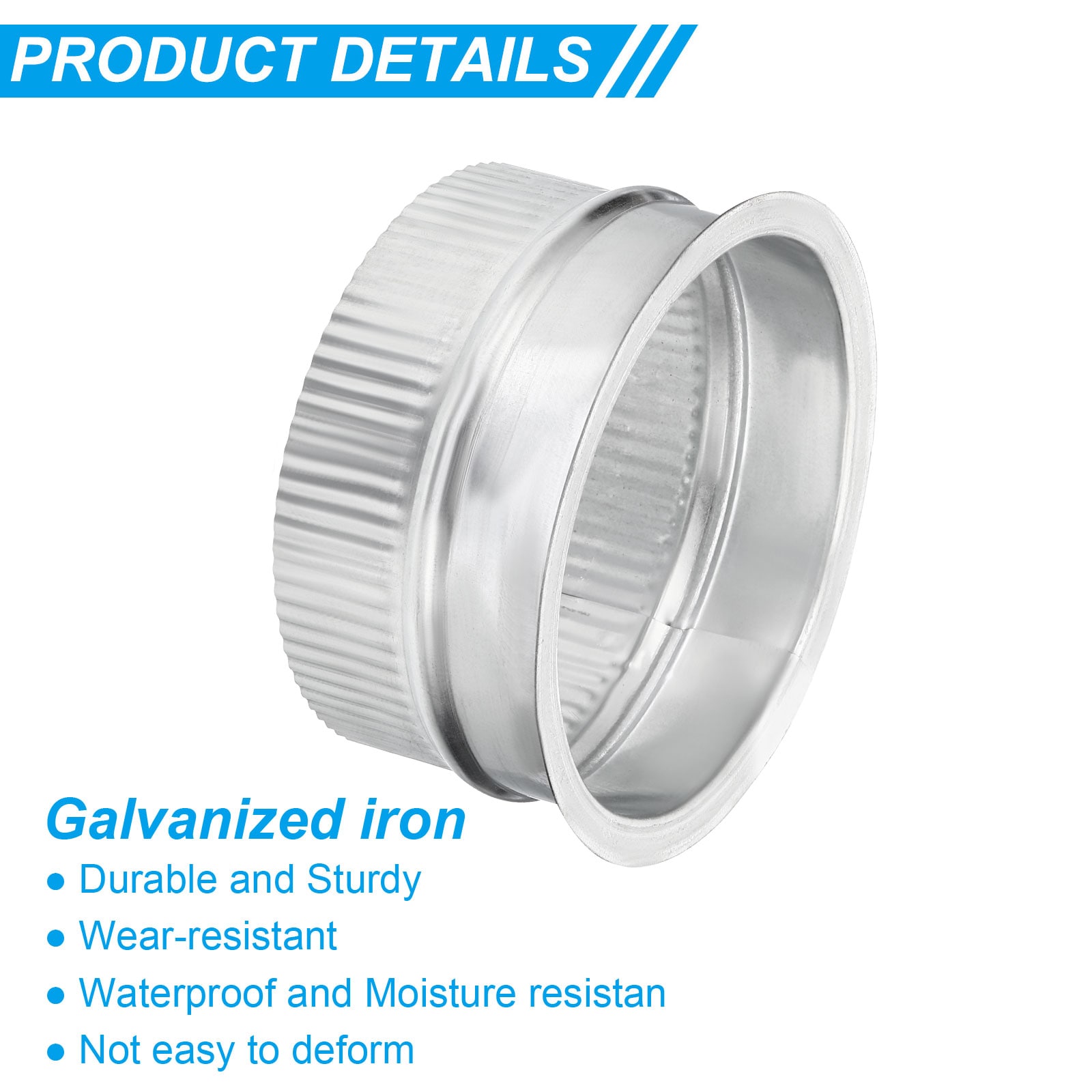 PATIKIL 5 Inch Duct Collar 2 Pcs Duct Connector Flange Galvanized Iron ...