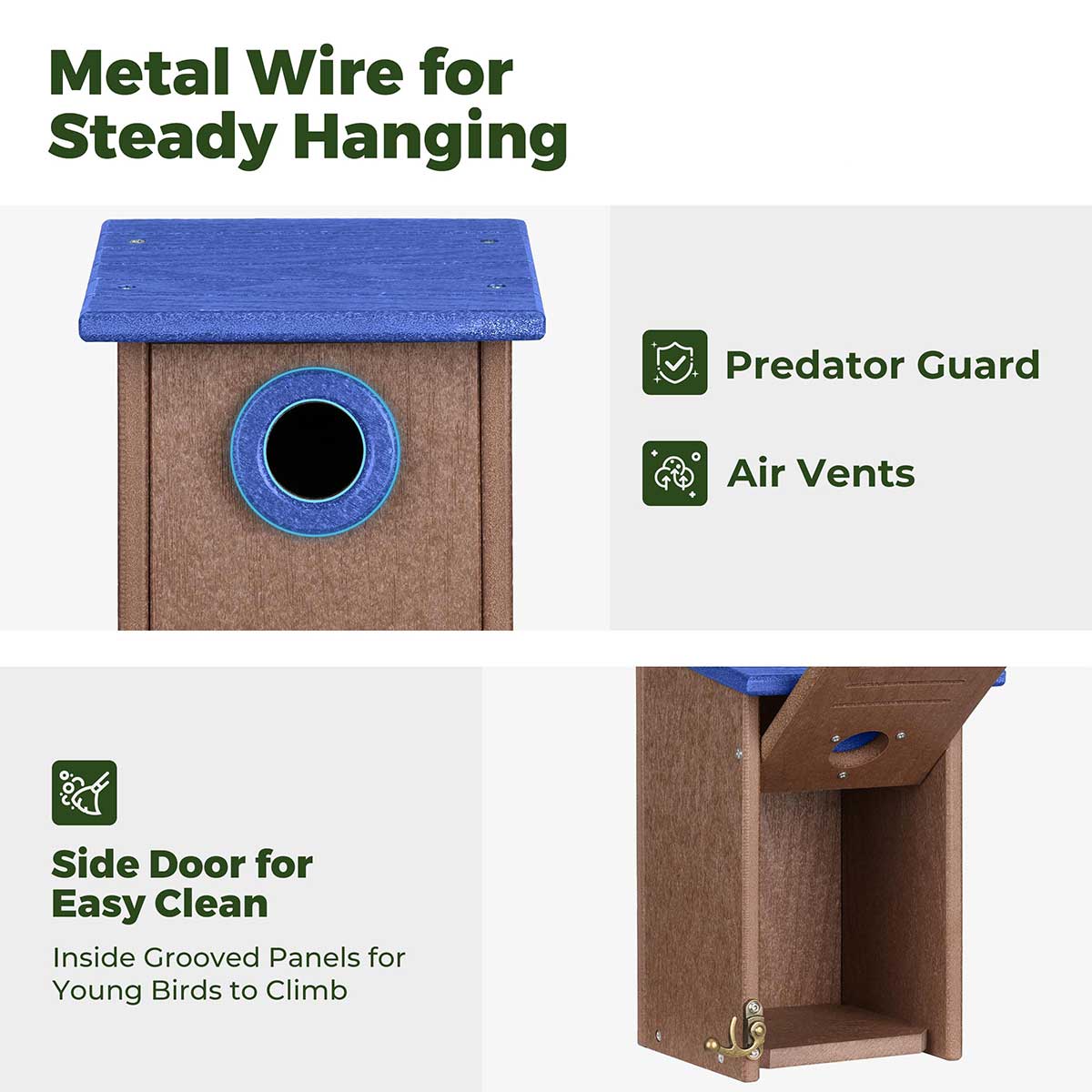 Afoxsos Recycled plastic bird house 1 Piece outdoor wren nesting box ...