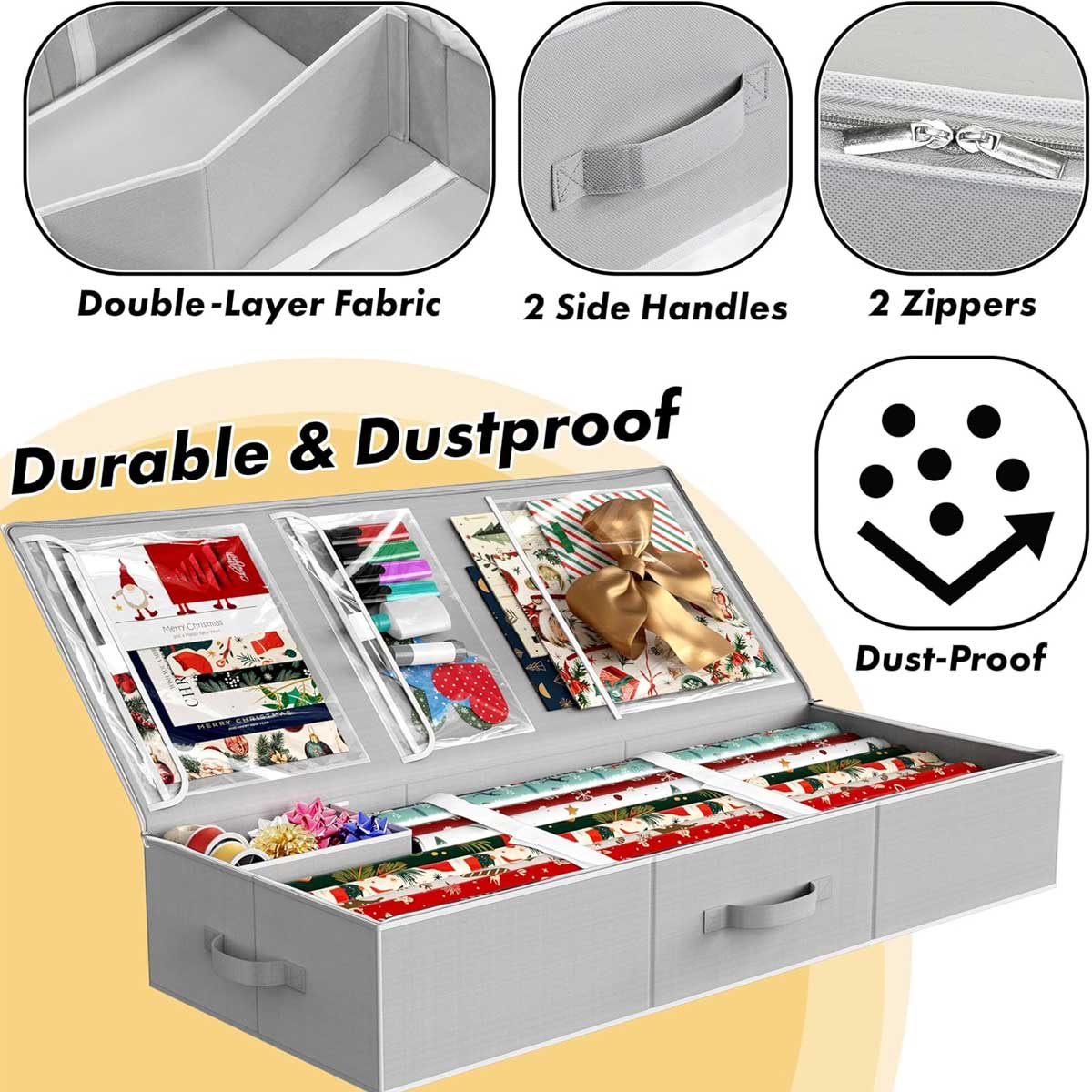 Aoibox Wrapping Paper Organizer Under Bed Storage for 25-40 Rolls Gift ...