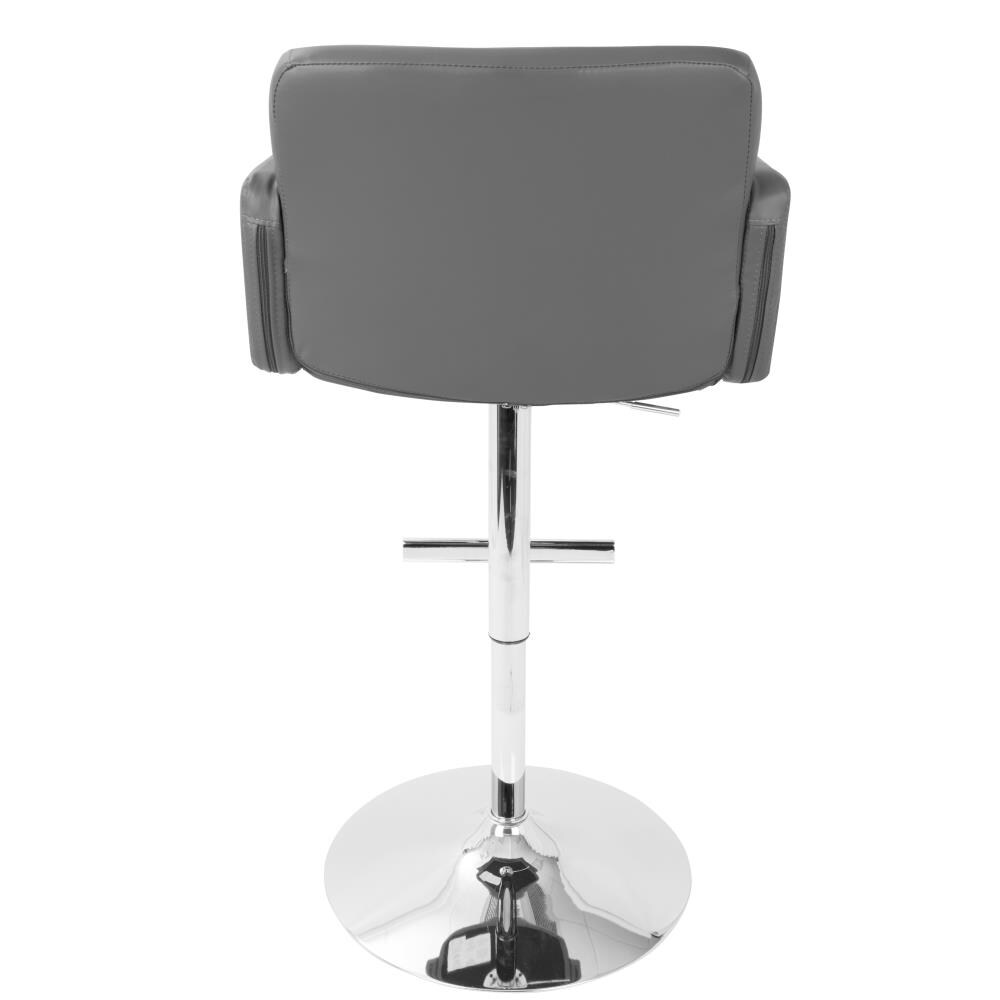 LumiSource Stout Black Grey 47.5 in H Tall Upholstered Swivel Metal Bar Stool with Arms at Lowes