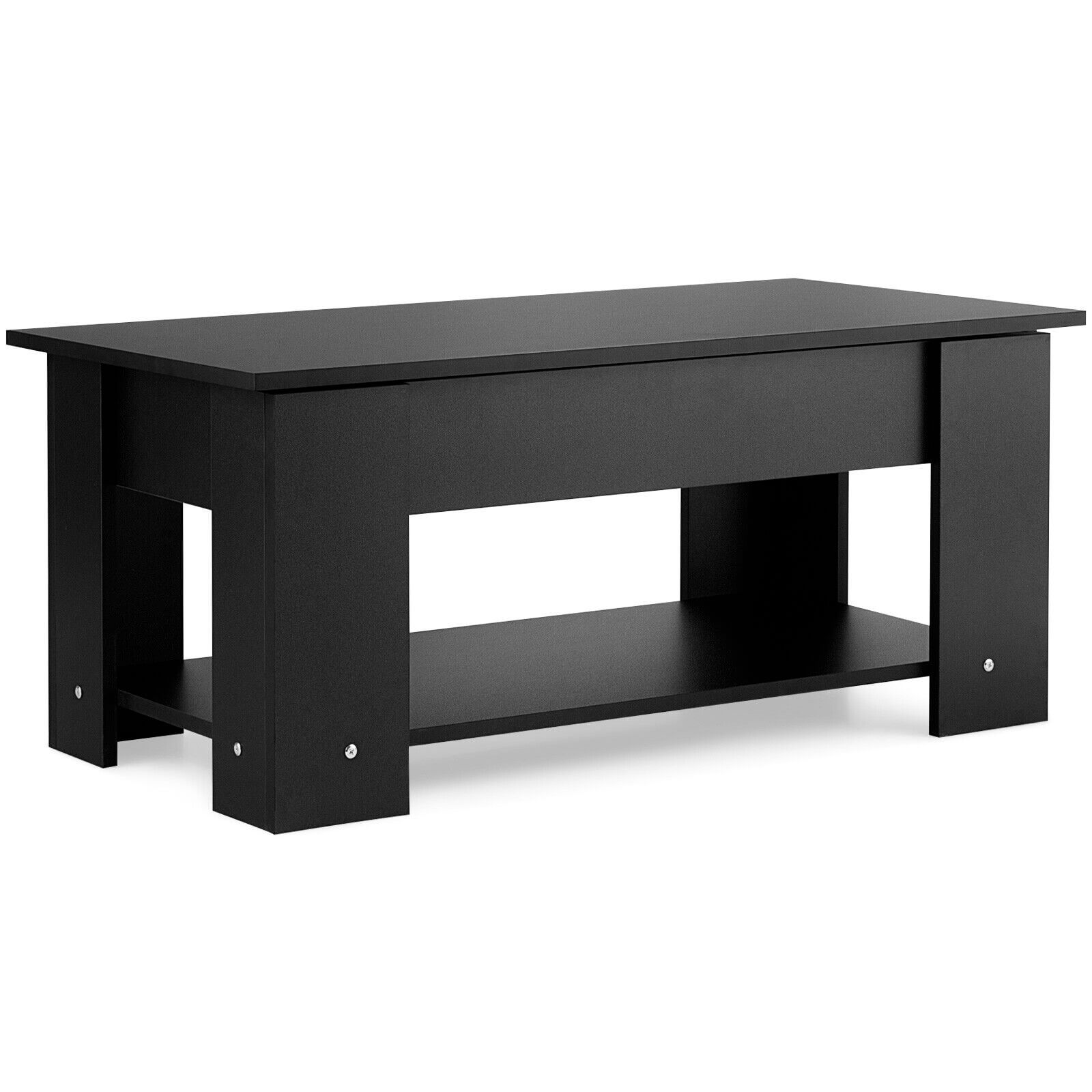 Slickblue Black Coffee Table with Lift-Top Design Storage Compartment ...