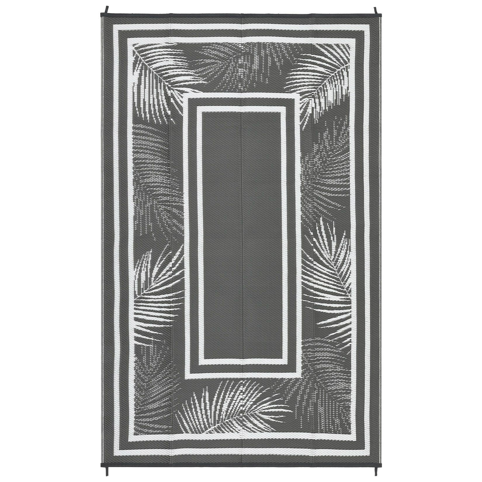 IdealHouse 9 x 12 ft Plastic Gray White Rectangular Area Rug Leaves ...