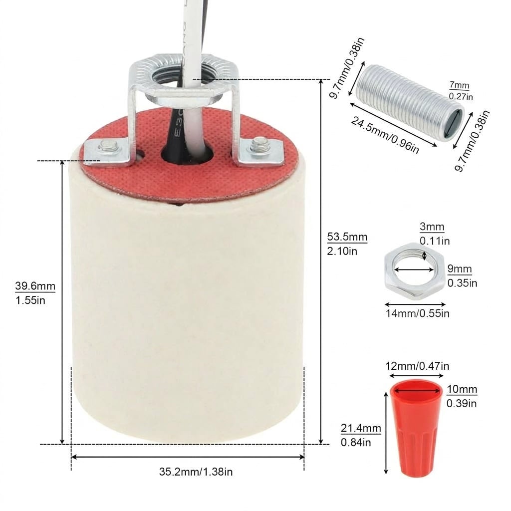 Misopily Ceramic E26 Light Socket Standard Medium Base Porcelain Lamp ...