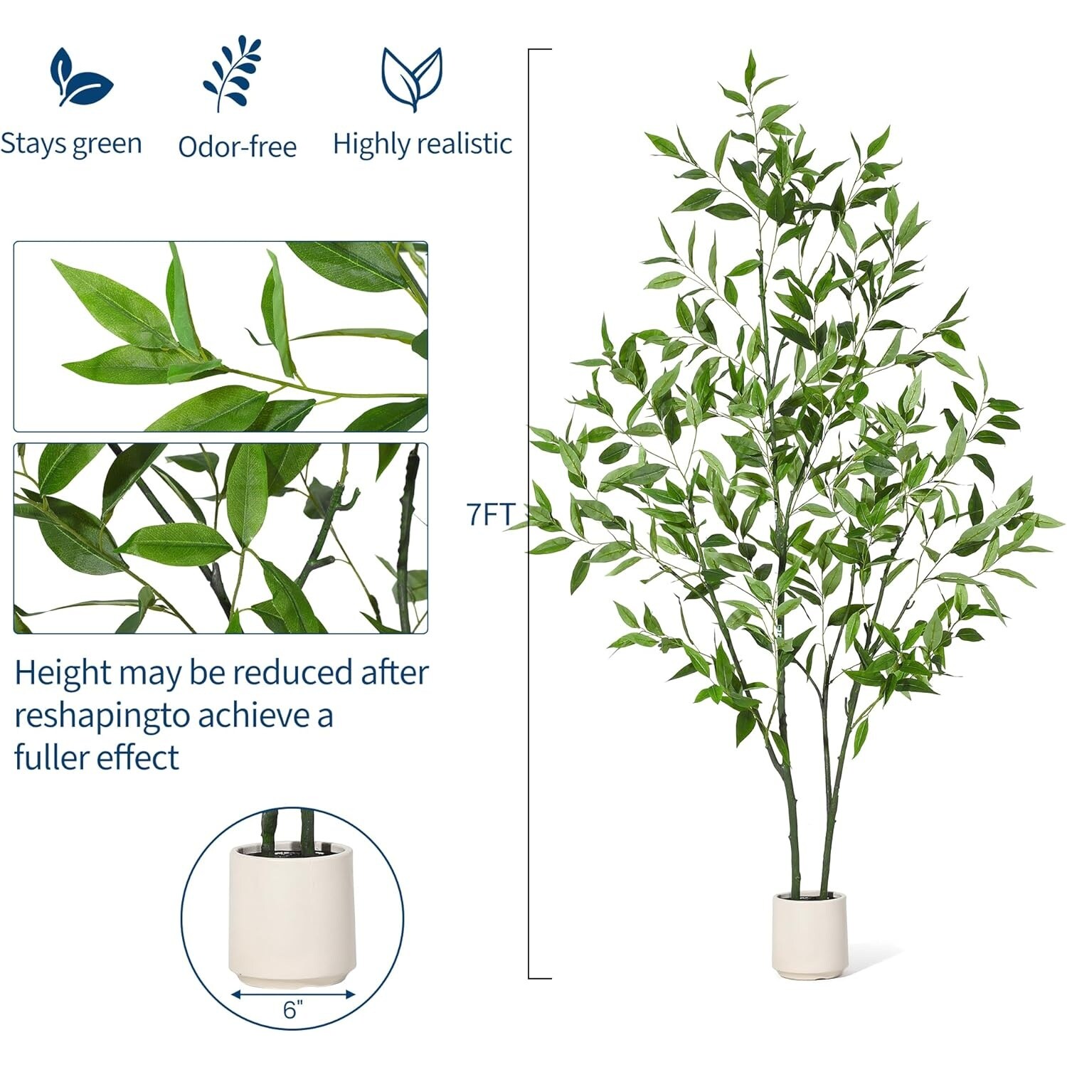 GAOMON 7 Ft Artificial Eucalyptus Tree Realistic Faux Plant Bendable ...