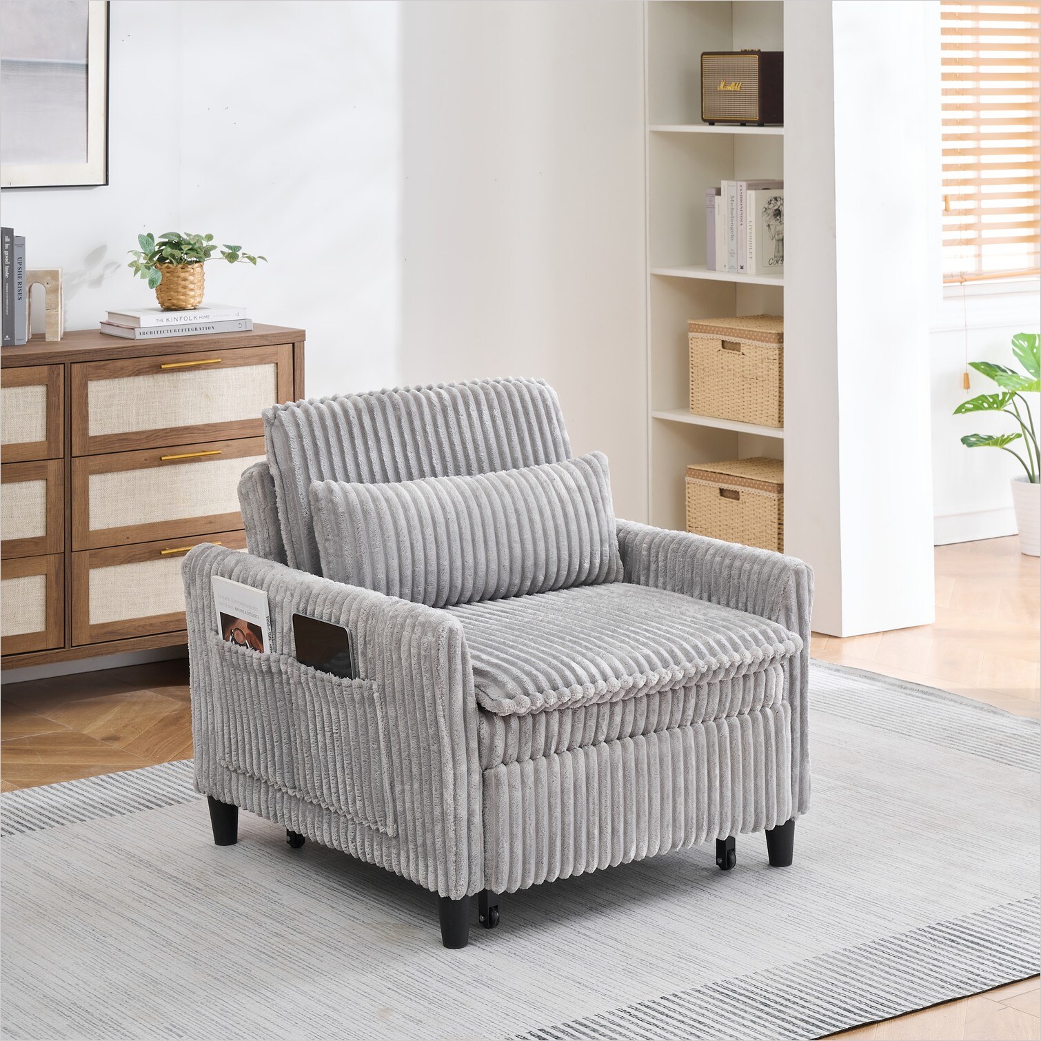 SunJet Corduroy Sleeper Sofa Chair Cozy Small Space Seating Elegant ...