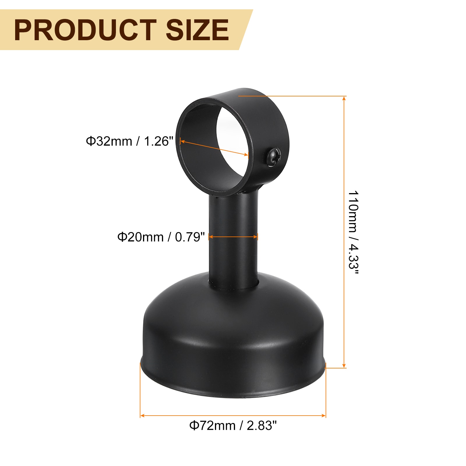 Unique Bargains 4 Set Ceiling Mount Curtain Rod Bracket Fit 32mm/1.26 ...