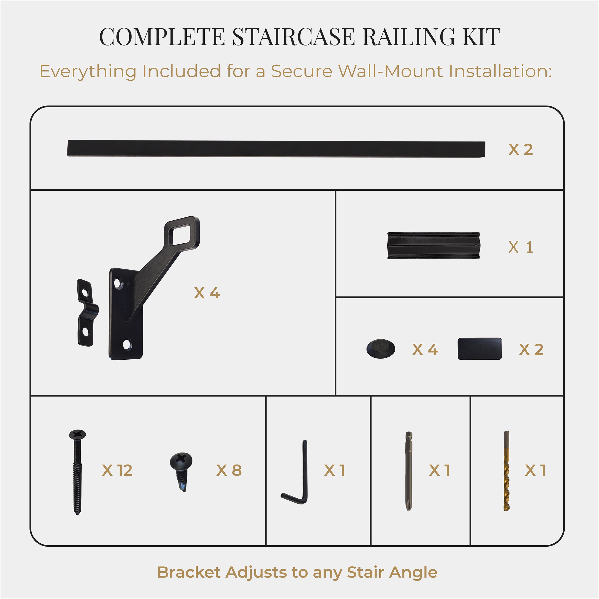 Concept Fusion 10 Foot L Modern Architectural Aluminum Stair Handrail ...