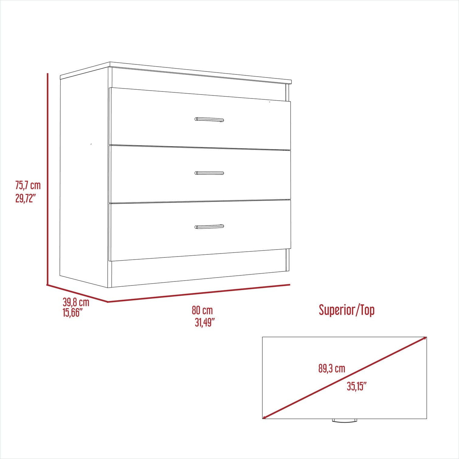 Naturefalls 3-Drawer Dresser with Compact Footprint Soft White Particle ...