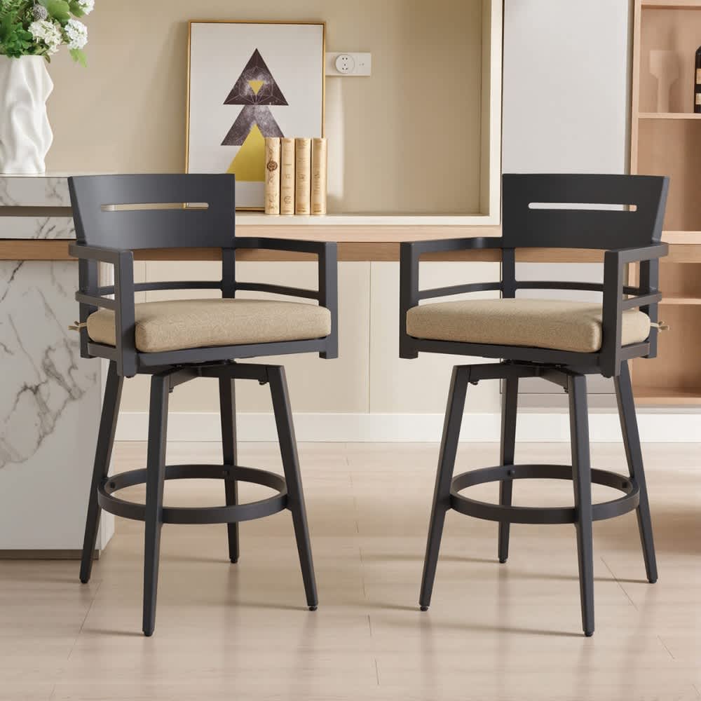 Coolbibila Indoor Swivel Bar Stools Set of 2 with Aluminum Frame and ...