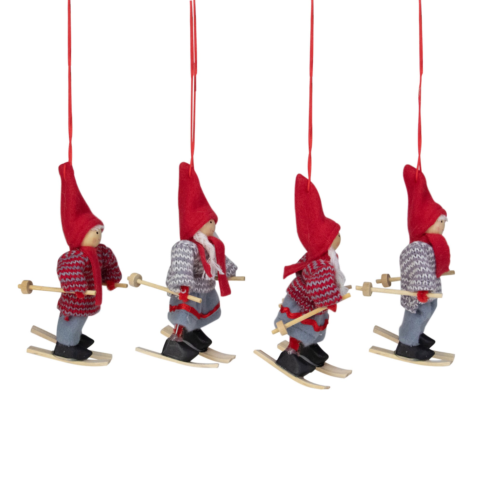 Northlight Set of 4 Colorful Holiday Skiing Kids Christmas Ornament ...