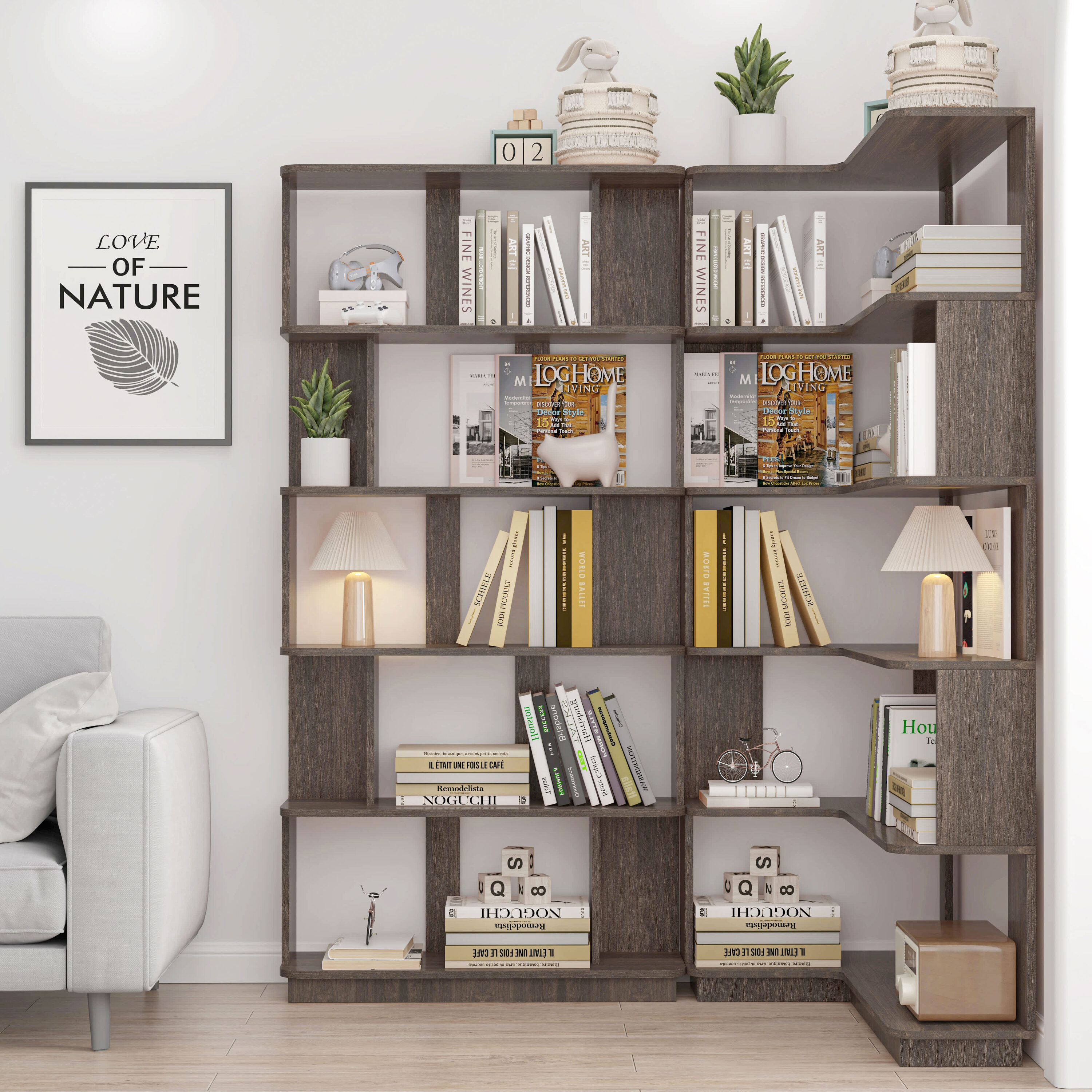 Vynxaria Corner Bookshelf Set of 2 90cm 80cm Extendable Free ...