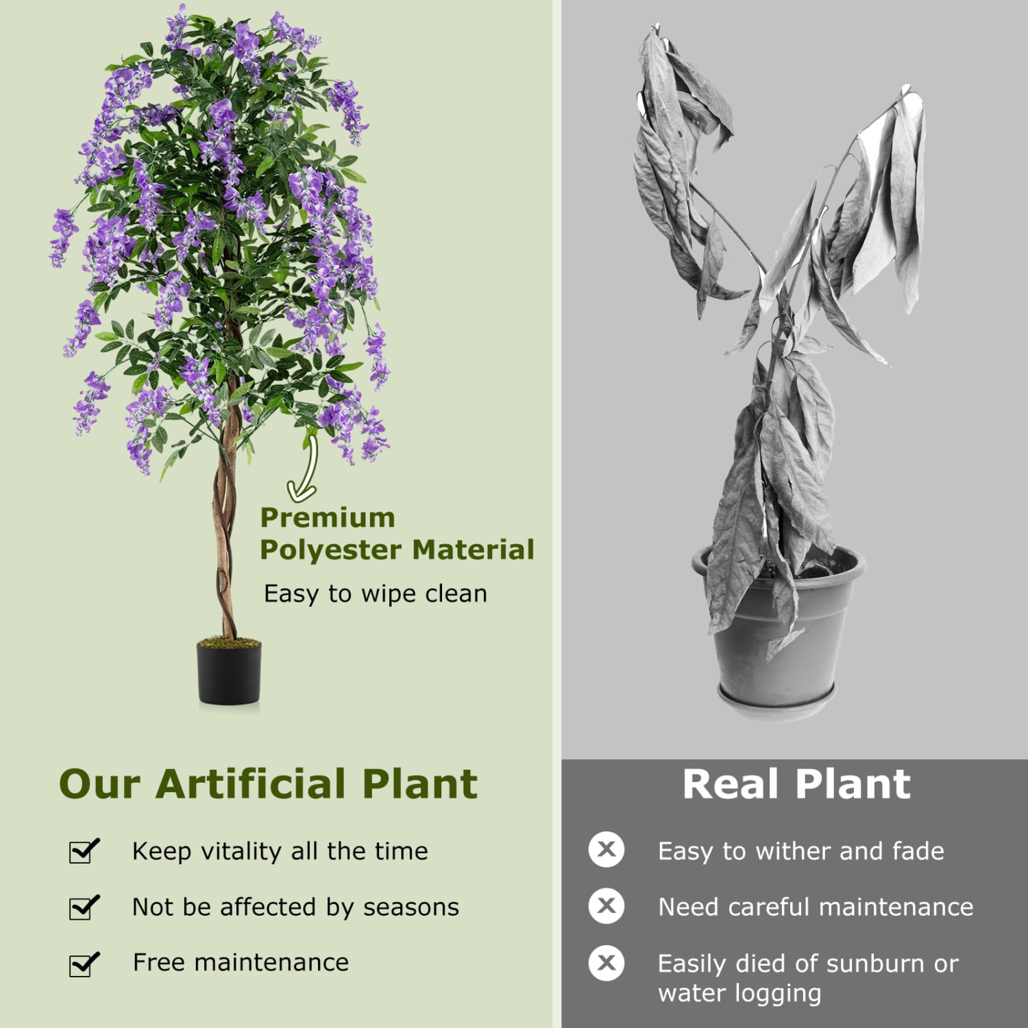 Poinic 72-in Green Indoor/Outdoor Floor Ficus Artificial Tree in the ...