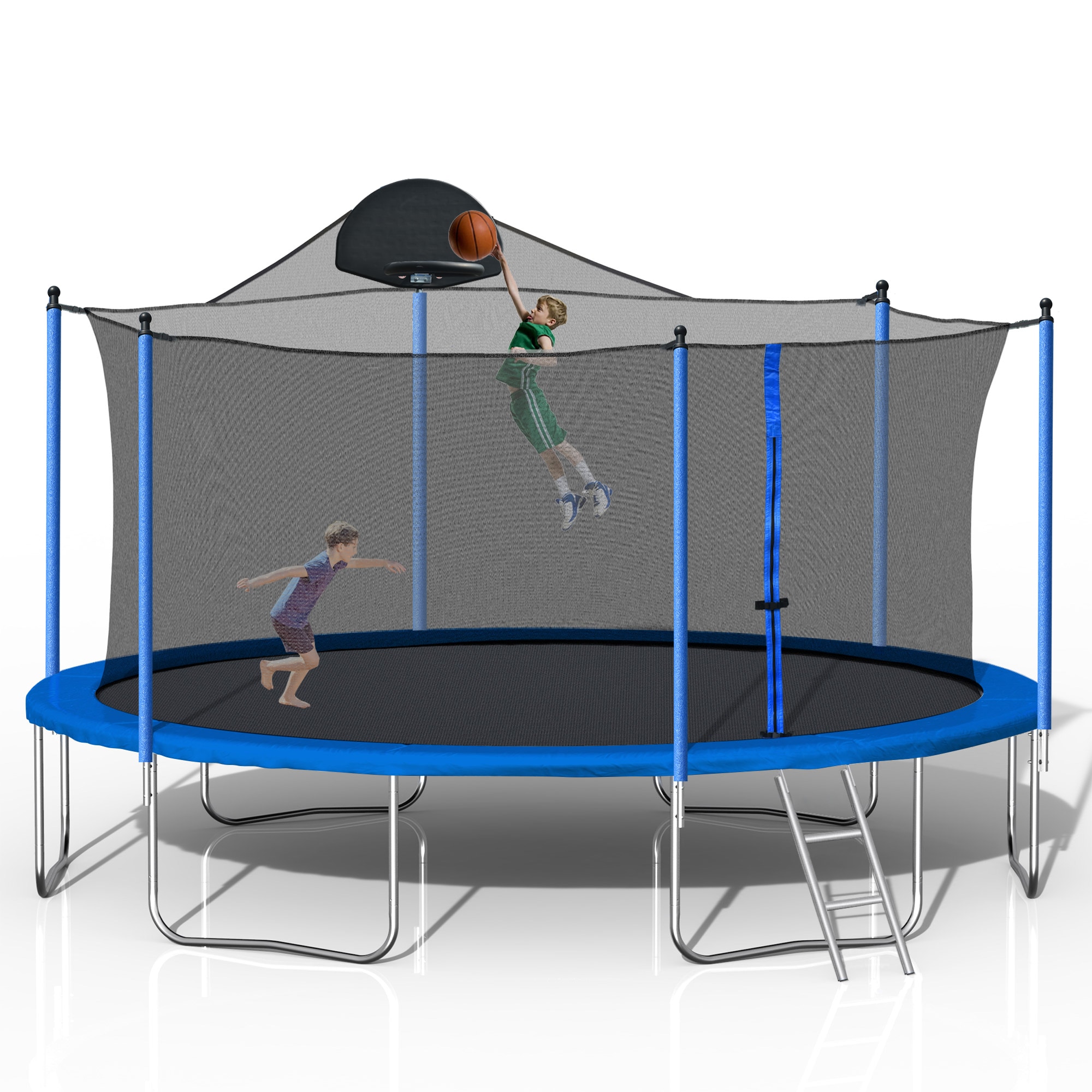 OOU 14FT Outdoor Trampoline for Kids and Adults with Basketball Hoop ...