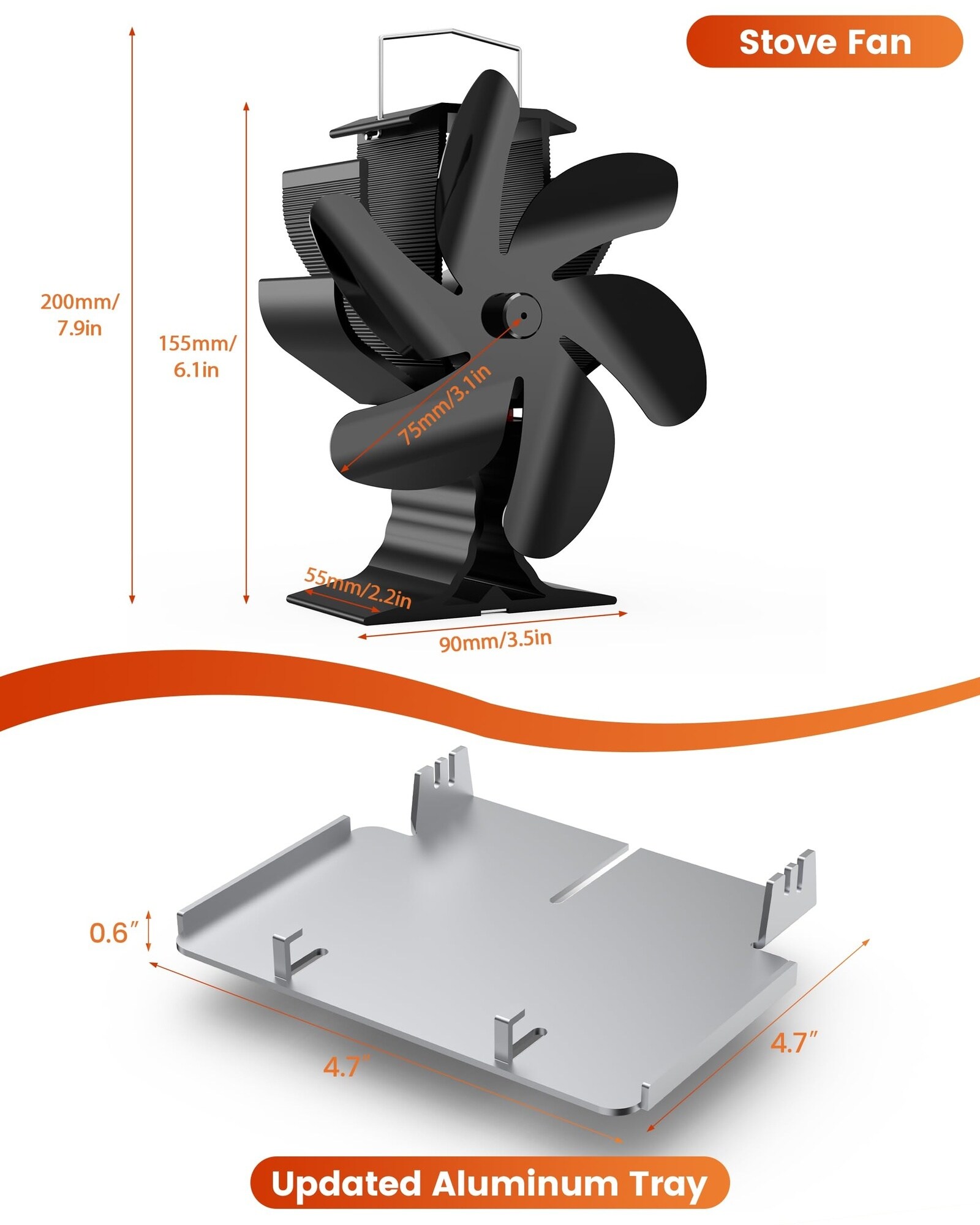 Misopily Wood Stove Fan Heat Powered Heater Fan with Hook for Indoor ...