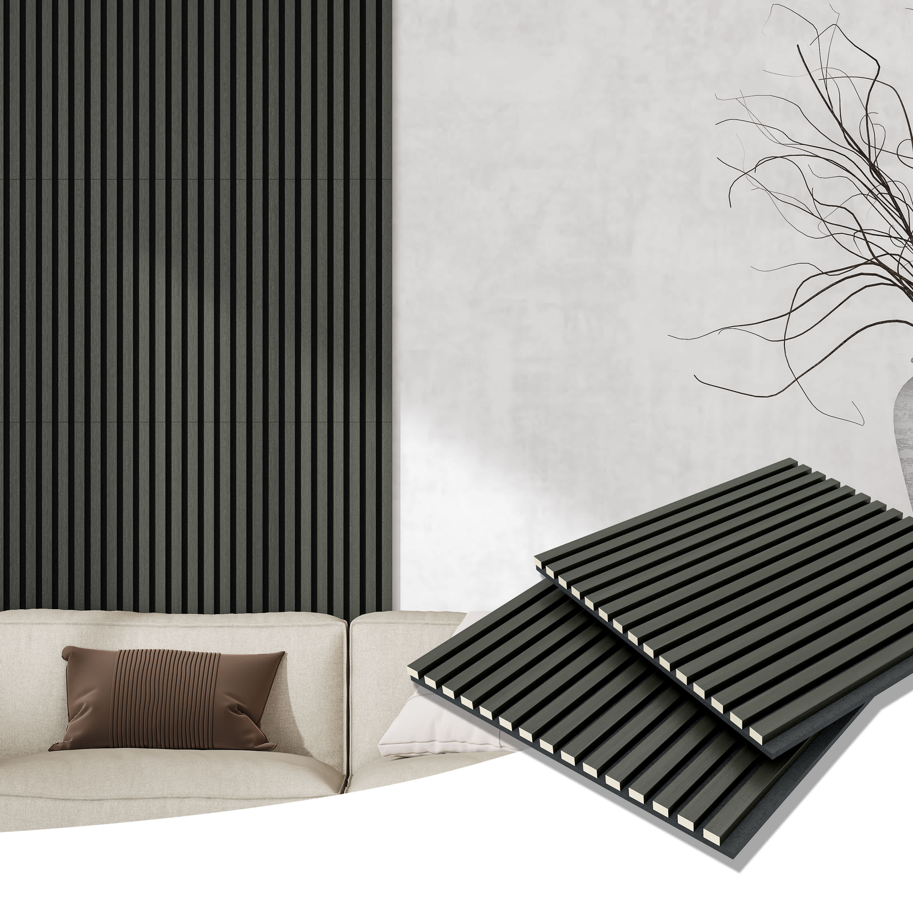 Misty Moon 4 Pack 23x23inch MDF Sound Proof Wood Slat Wall Panels for ...