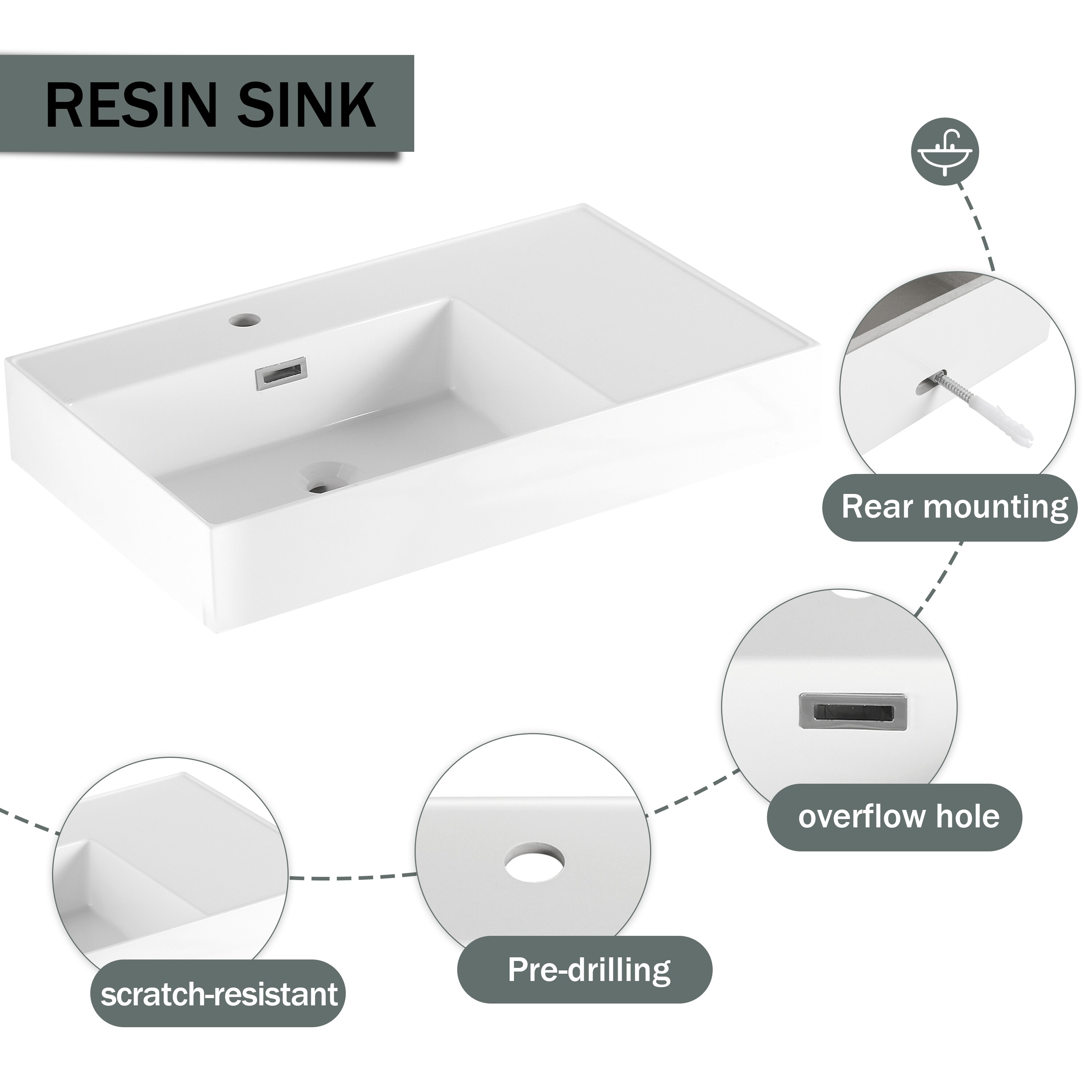 LUCKY ONE 30-in Imitative Oak Resin Sink 1 Sink Floating Bathroom ...