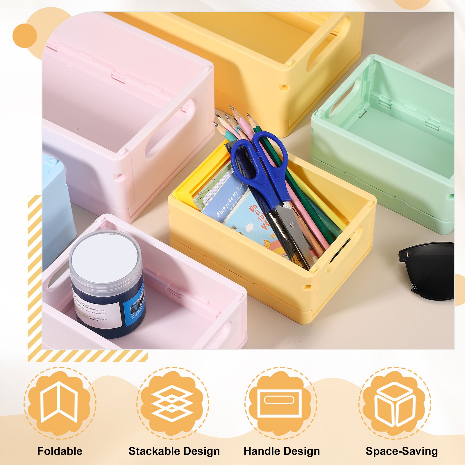 Unique Bargains 2pcs Small Plastic Storage Baskets 9.8 x 6.6 x 3.9inch ...