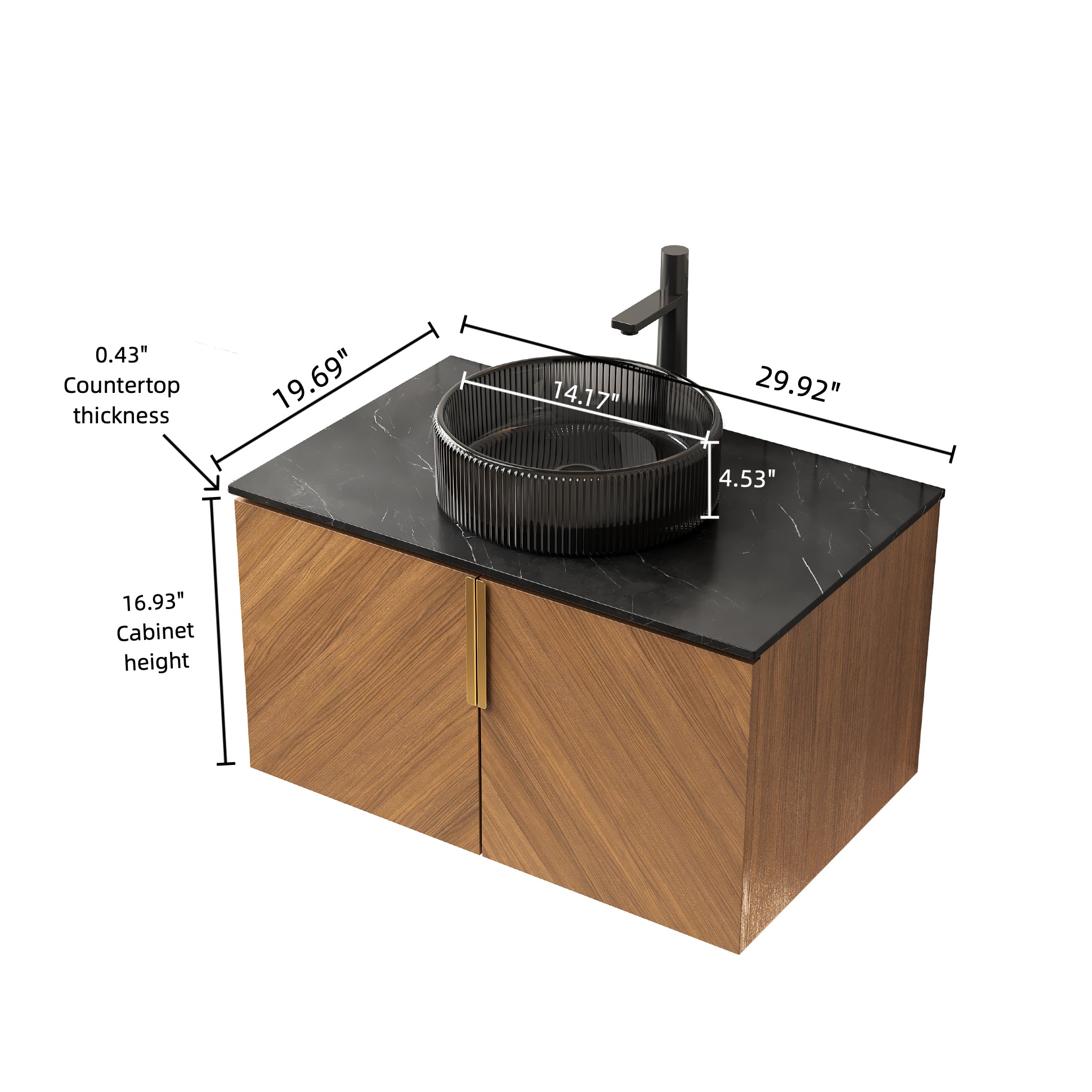 Boyel Living 30 Bathroom Vanity with Sink Wall Mounted Plywood Cabinet ...