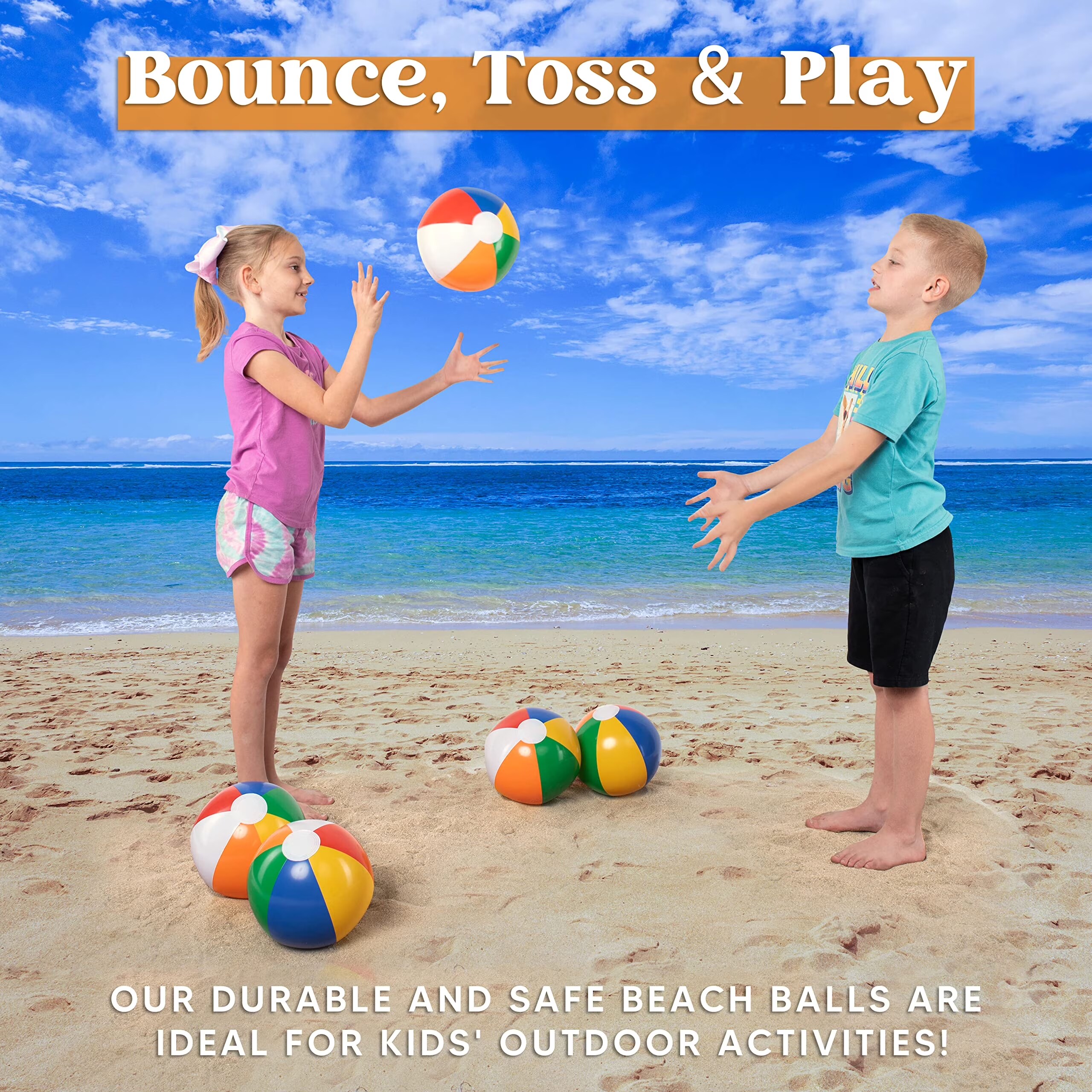 Joyfy 12 Pcs Inflatable Beach Balls 16 Large Rainbow Beach Balls Bulk ...