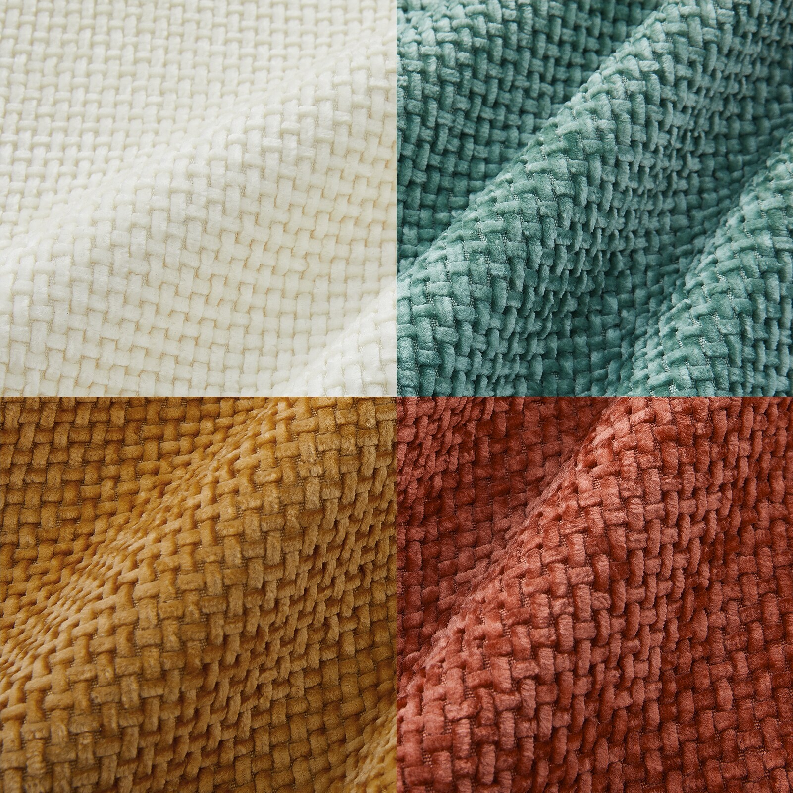 Topfinel 4-Pack 18-in Square Orange and Teal Soft Decorative Chenille ...