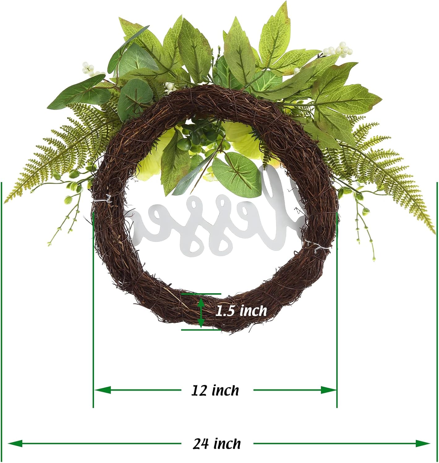 Garvee 24-in Green Spring Peony Wreath with Blessed Sign for Farmhouse ...