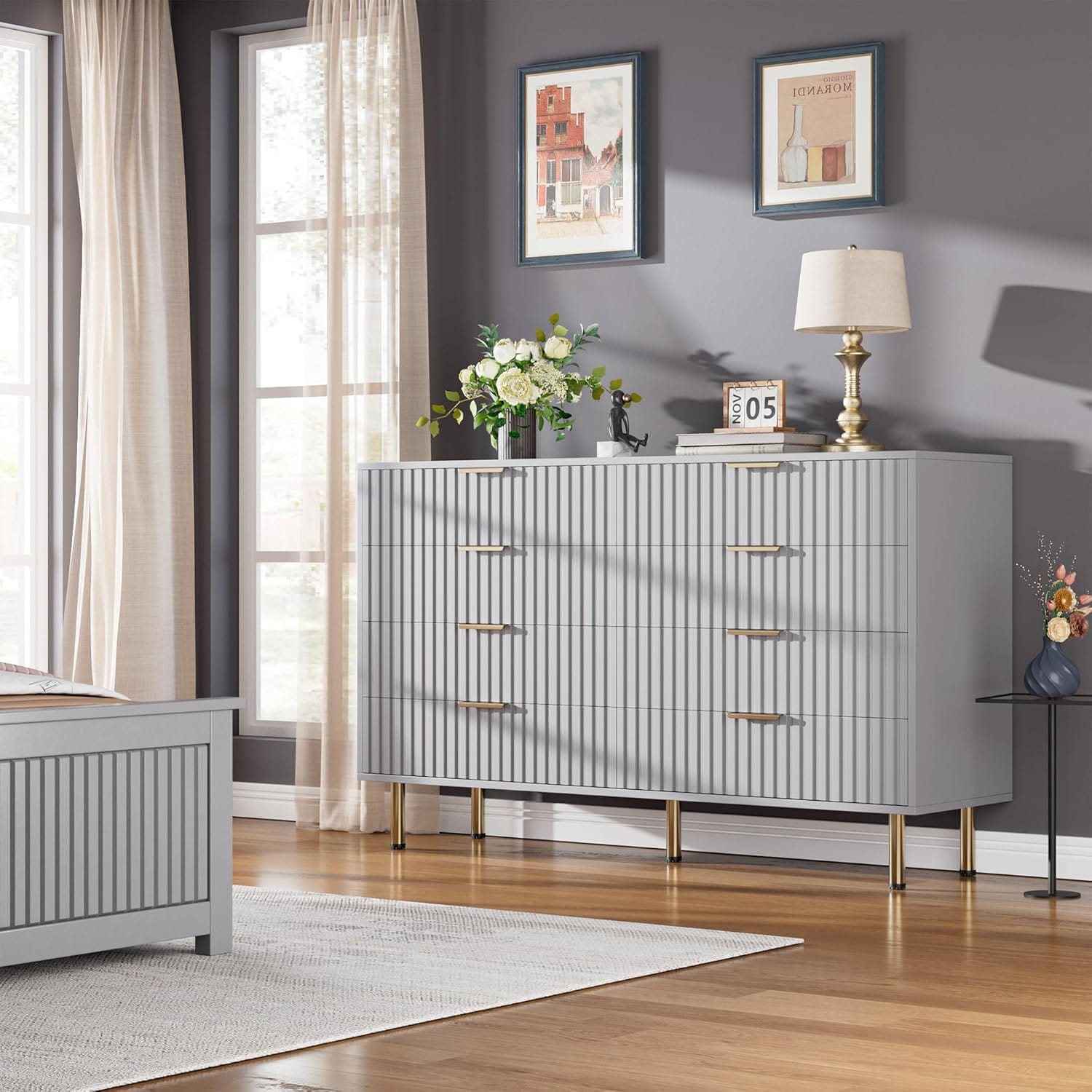 Garvee 8 Drawer Dresser ith Metal Handles Anti Tip Design Sturdy ...