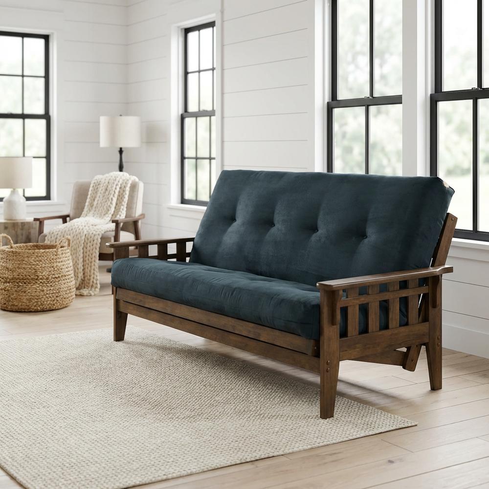 Kodiak Furniture Tucson Frame-Rustic Walnut Finish-Suede Navy Mattress ...