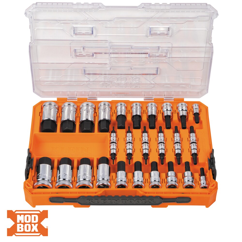 Klein Tools 32-Piece 1/2-in 3/8-in 1/4-in Drive Set Hex Bit Driver ...