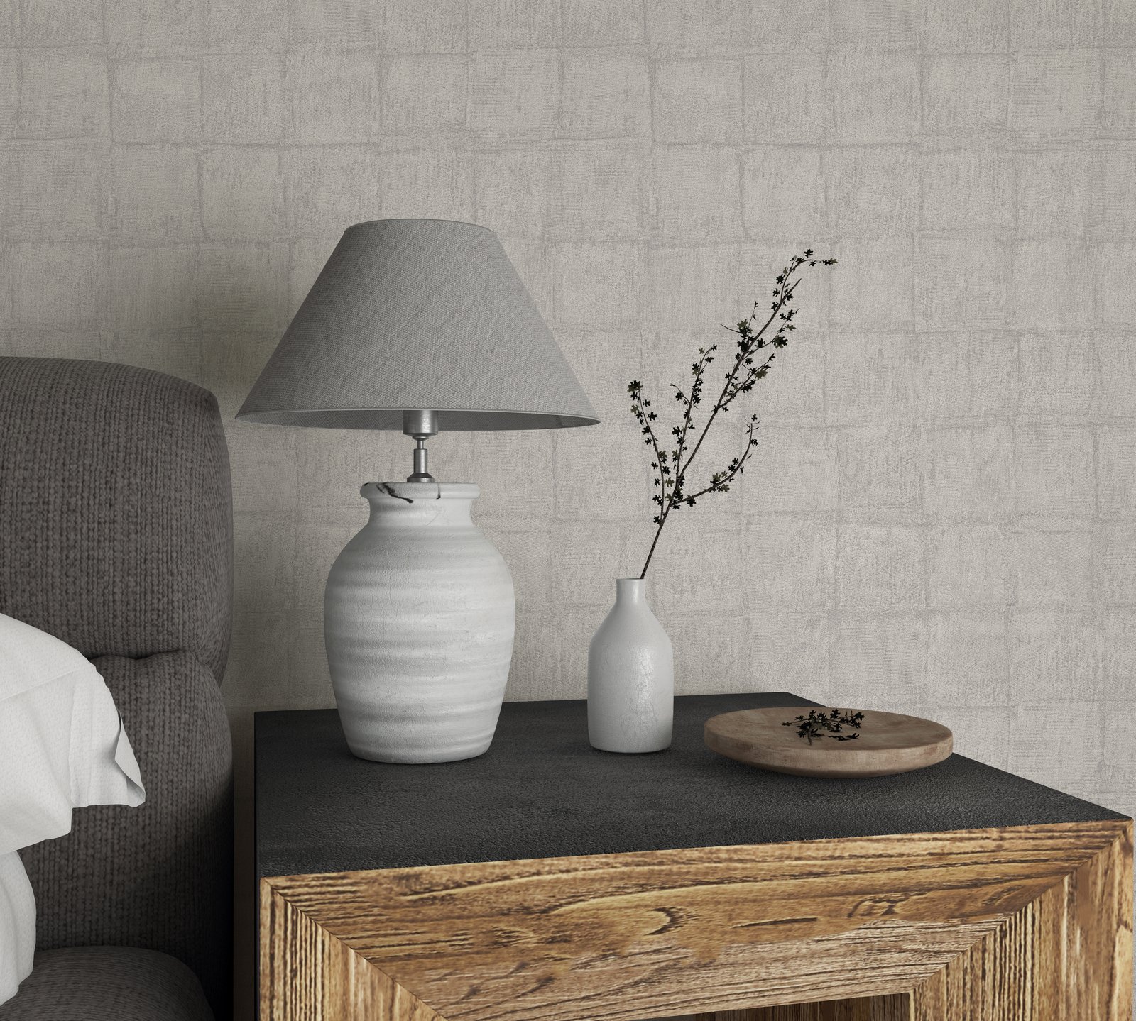Galerie Eden Tile Silver Grey Wallpaper EN3396814 in the Wallpaper ...