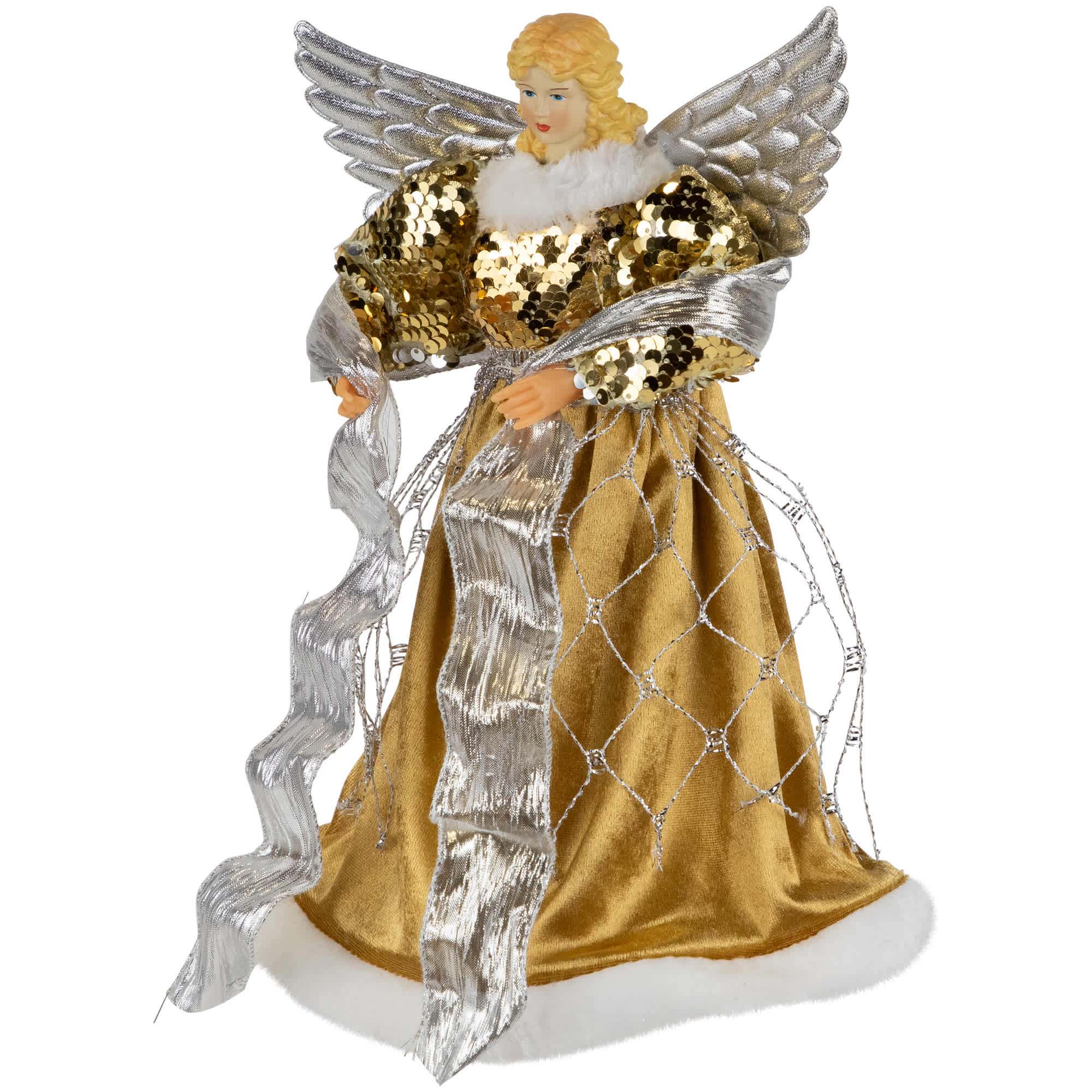 Northlight 12 inch Metallic Bronze and Silver Sequined Angel Christmas ...
