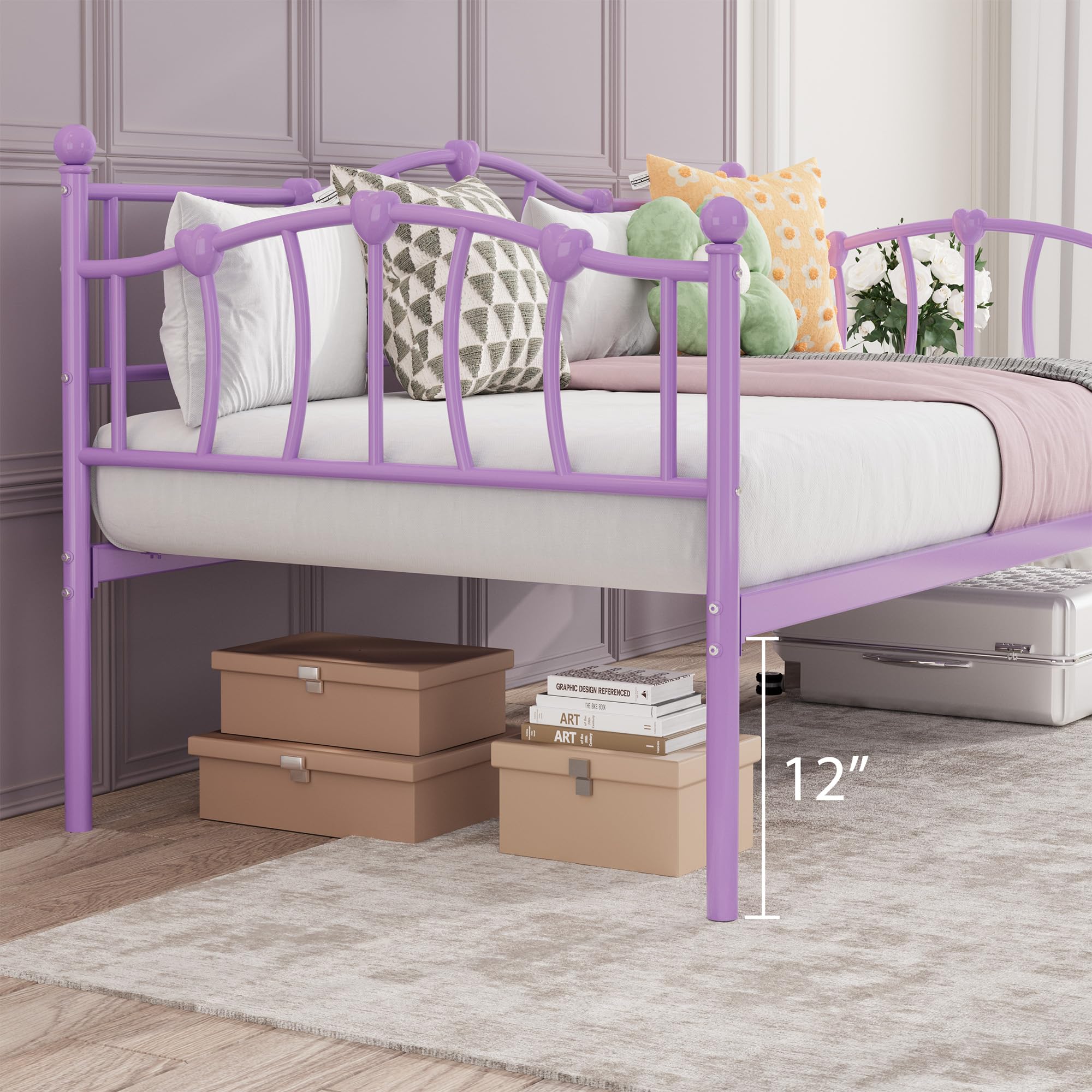 GarveeLife Twin Size Daybed Sofa Bed Frame with Heart-Shaped Decoration ...