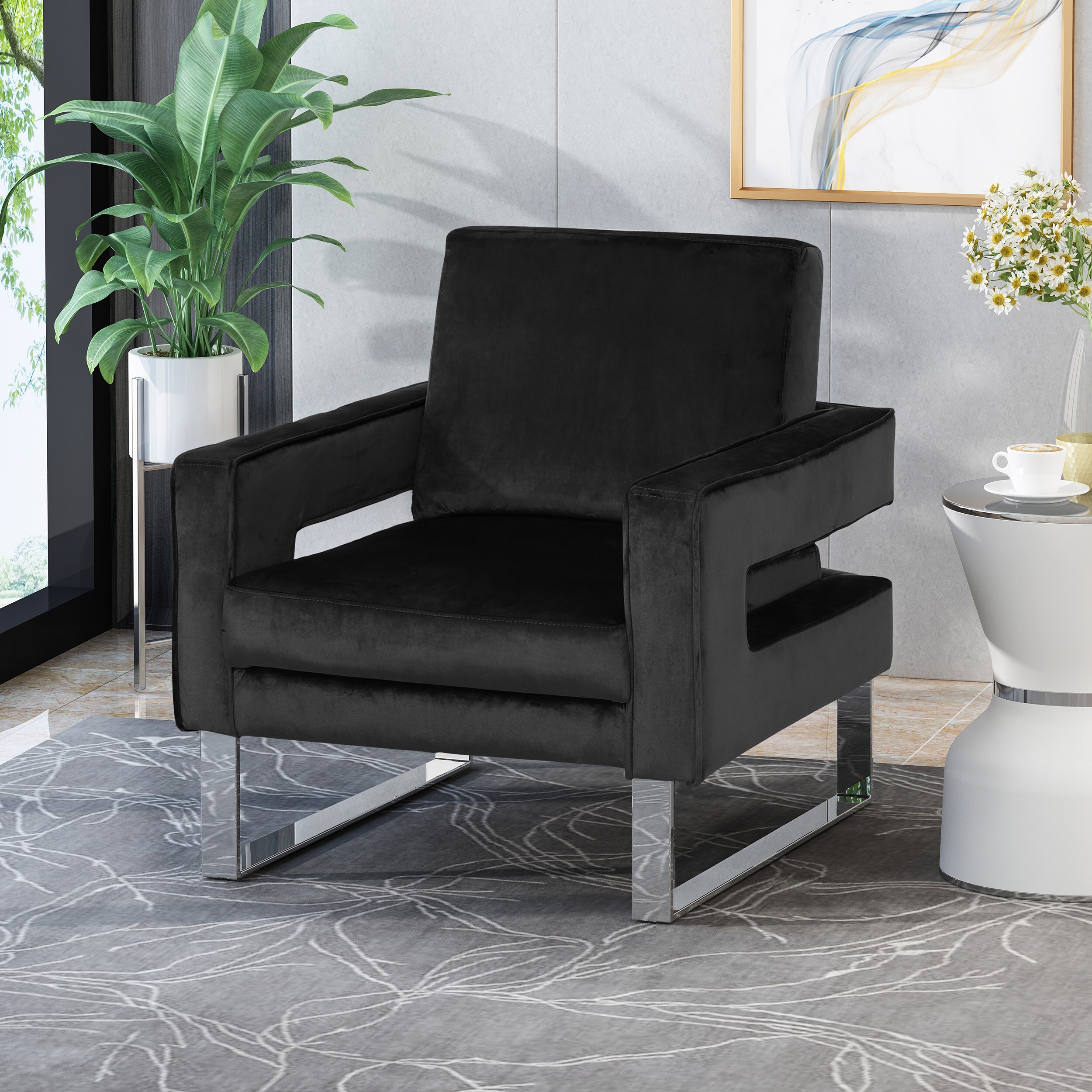 Christopher Knight Home Kirkwood Modern Glam Velvet Club Chair Black ...