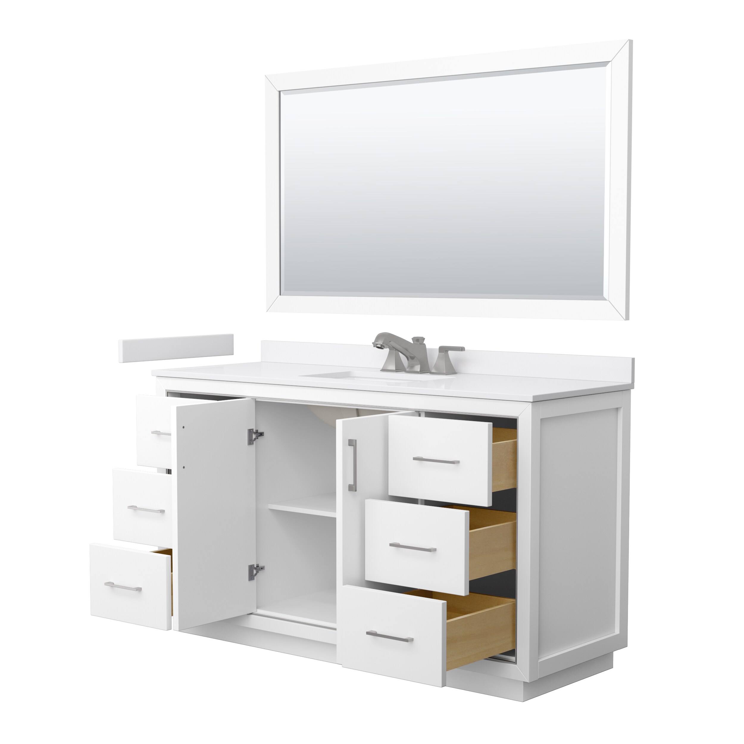 Wyndham Collection Icon 60-in White with Brushed Nickel Trim Undermount ...